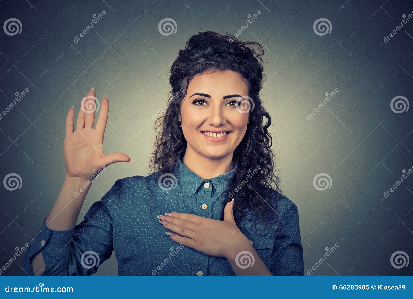 Woman making a promise stock image. Image of people, making - 66205905