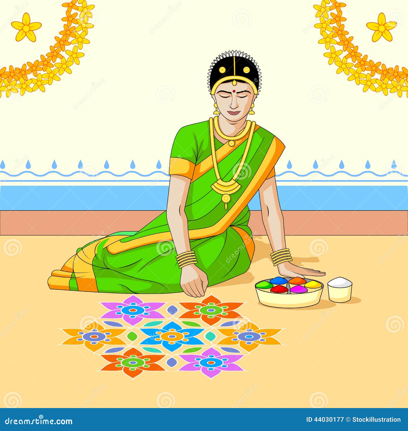 Woman Making Rangoli for Indian Festival Stock Vector - Illustration of ... Woman Making Rangoli for Indian Festival Stock Vector - Illustration of ...
