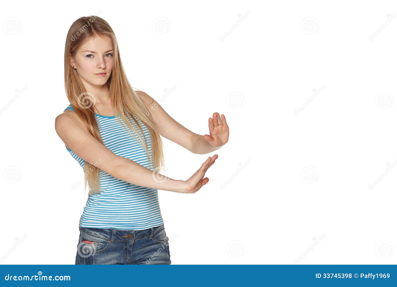 Woman Making Refuse Gesture Stock Photo - Image of blond, negative ...