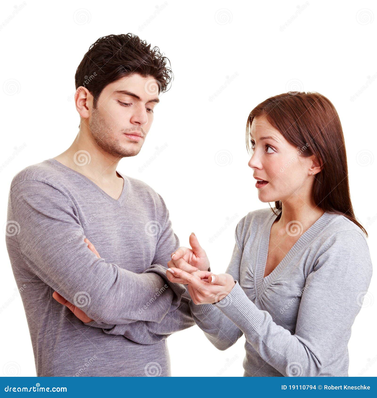 Woman Making Reproaches To Her Man Stock Photo - Image of justify ...