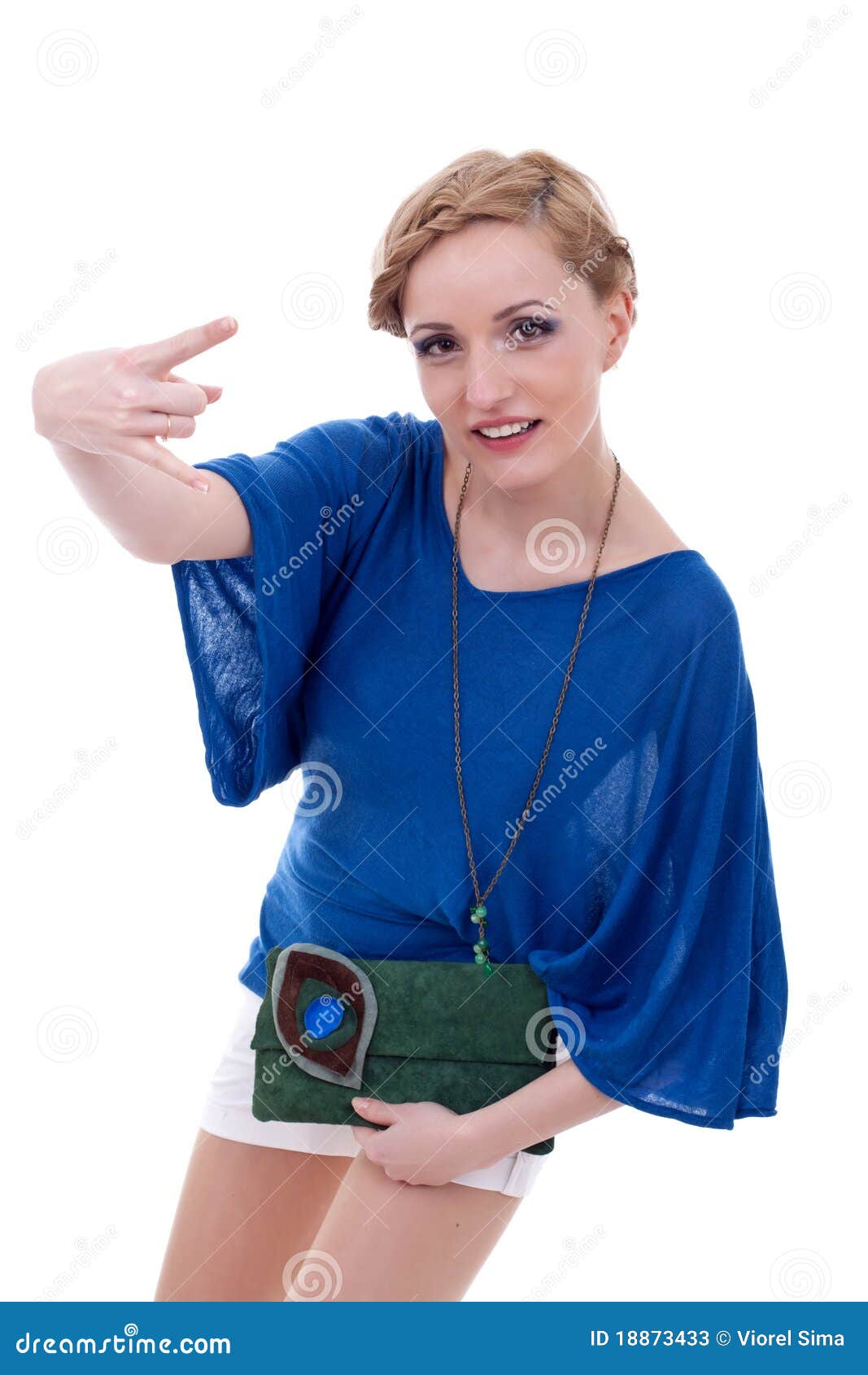 Woman Making a Rock and Roll Gesture Stock Image - Image of necklace ...