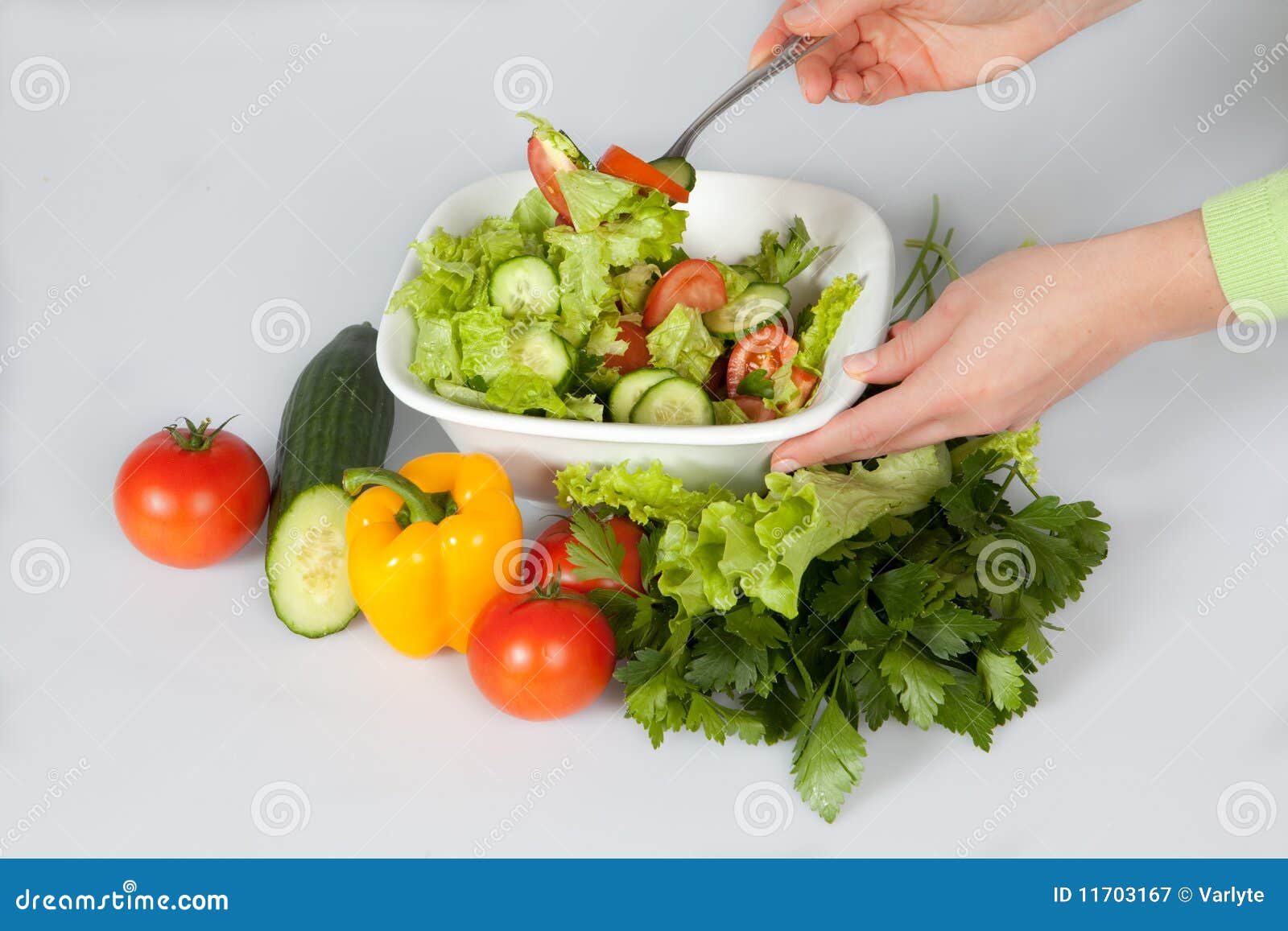 Woman making salad stock image. Image of apple, healthy - 11703167