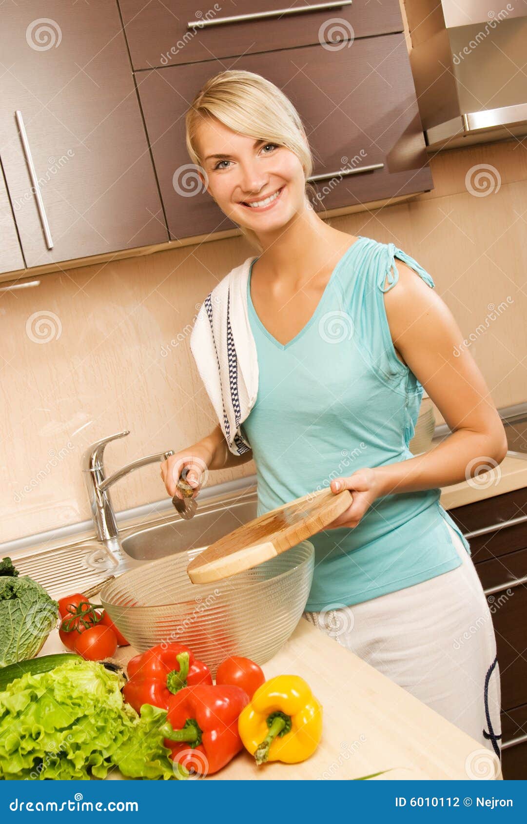 Woman making salad stock photo. Image of diet, homemade - 6010112