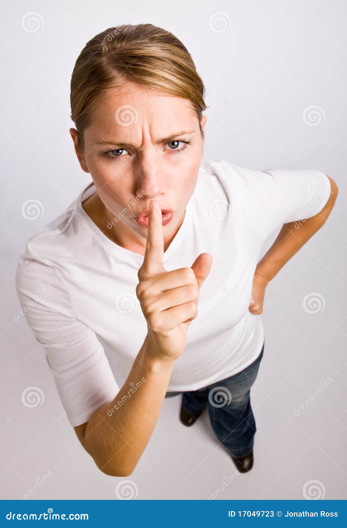 Woman making shhh gesture stock image. Image of creating - 17049723