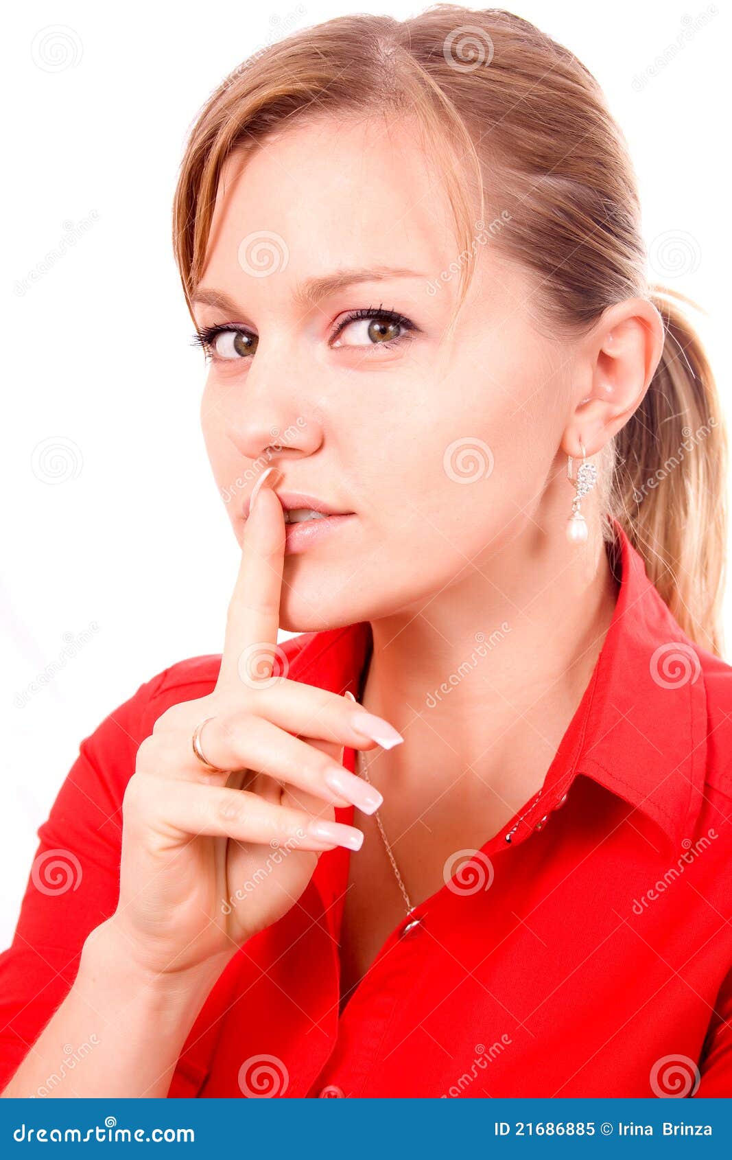 Woman Making Silence Gesture Stock Image - Image of silence, casual ...