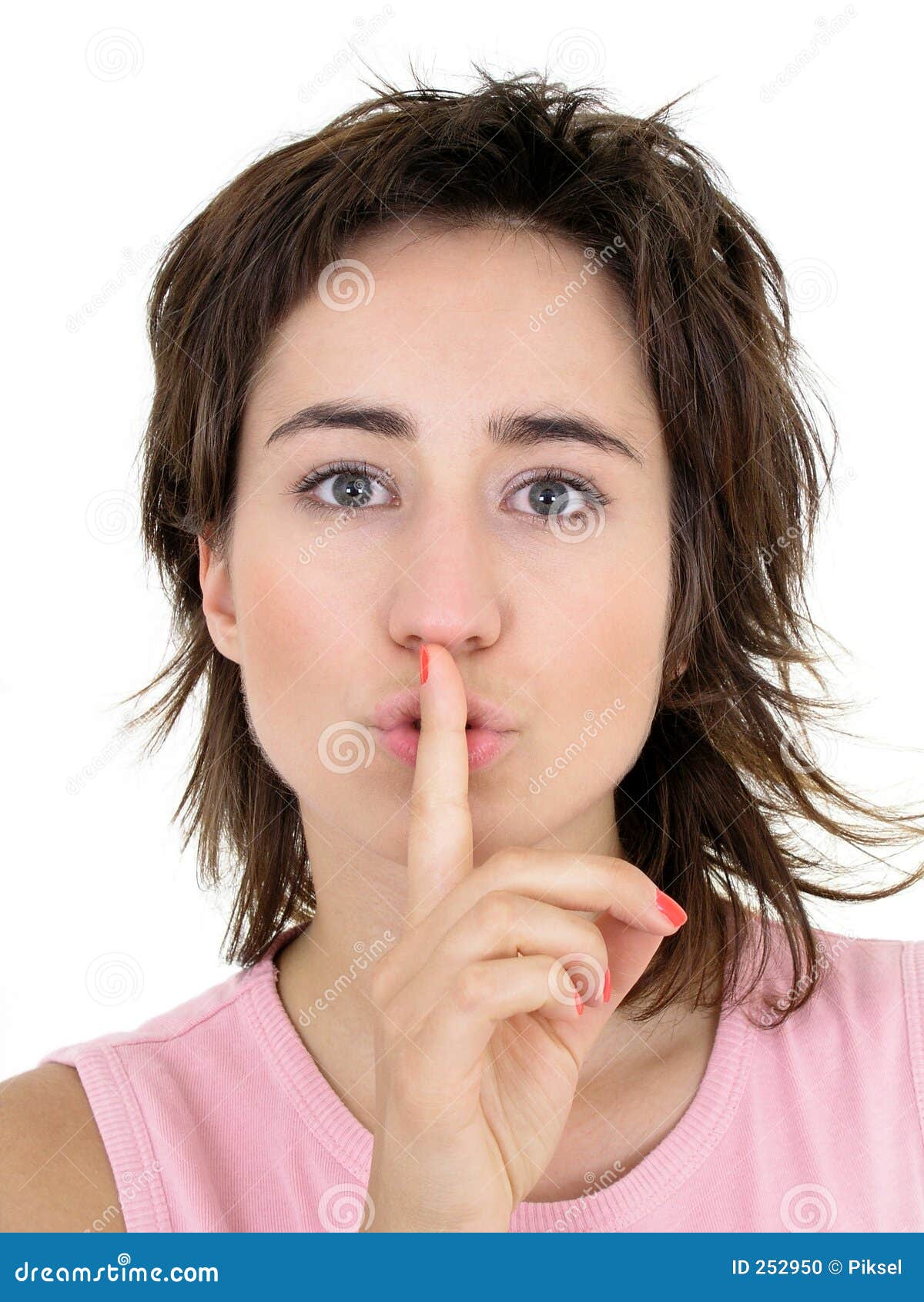 Woman Making Silence Gesture Stock Photo - Image of alone, looking: 252950