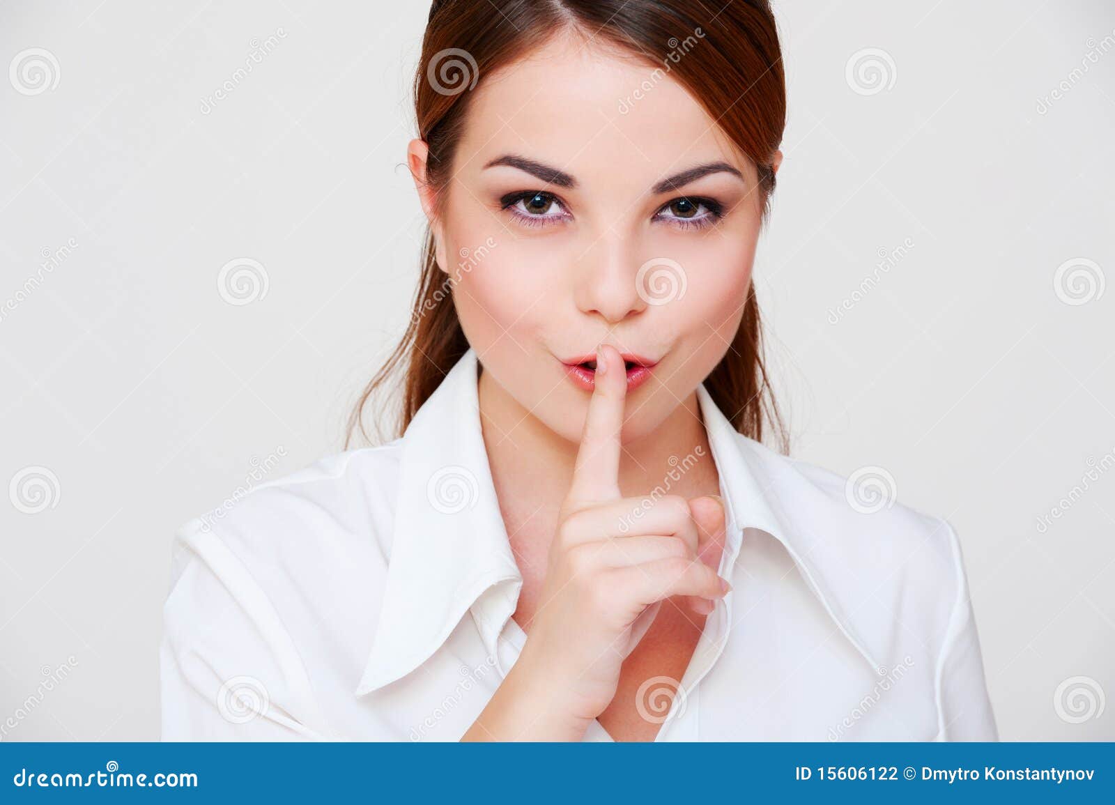 Woman making silence sign stock photo. Image of forefinger - 15606122