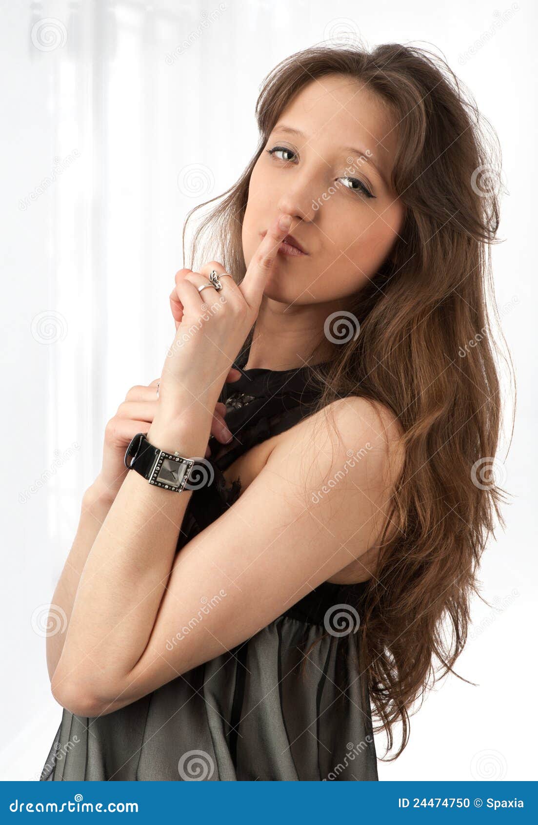 Woman making silence sign stock photo. Image of beautiful - 24474750