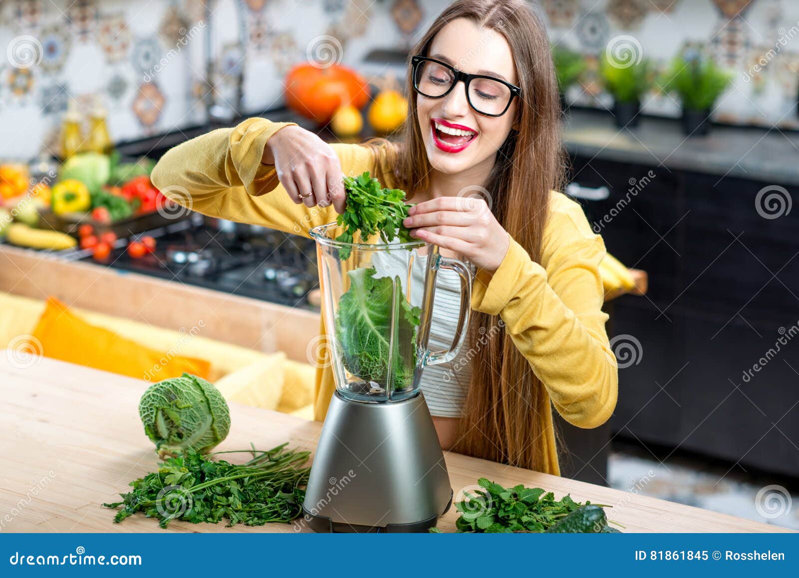 Woman Making Smoothie Stock Image Image Of Home Cocktail 81861845