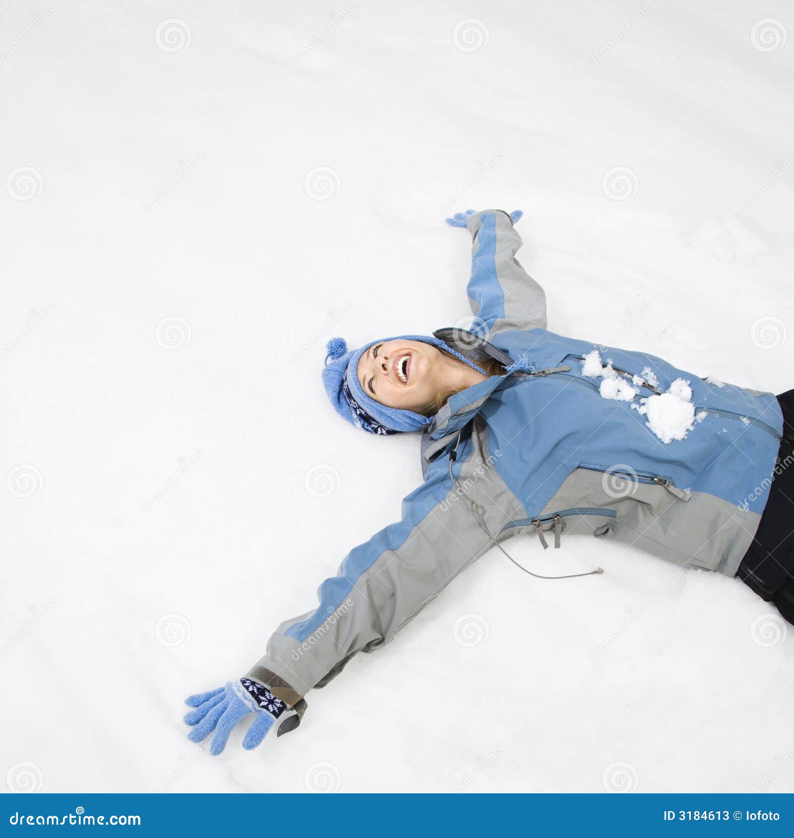 Woman making snow angel. stock image. Image of copy, photograph - 3184613