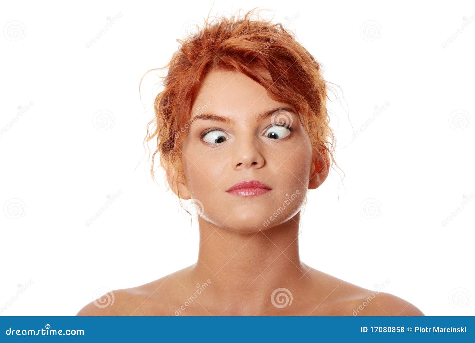 Woman making squint stock photo. Image of isolated, adhesive - 17080858