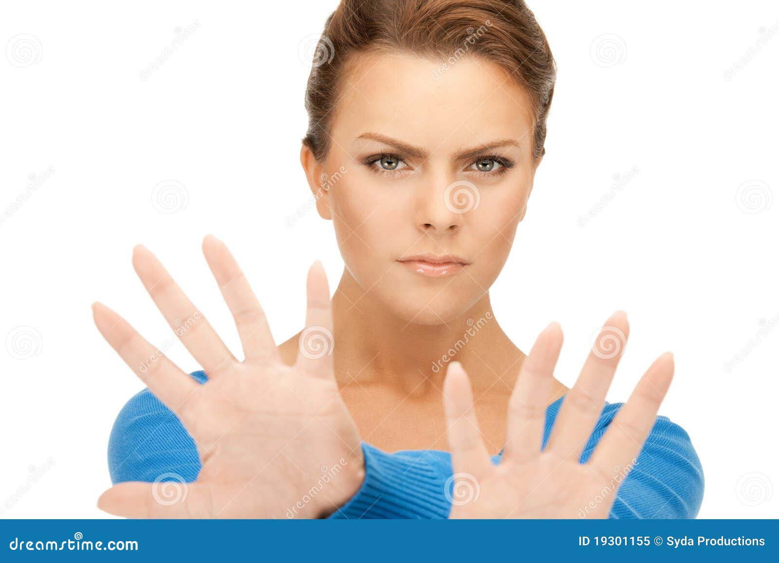 Woman making stop gesture stock image. Image of closeup - 19301155