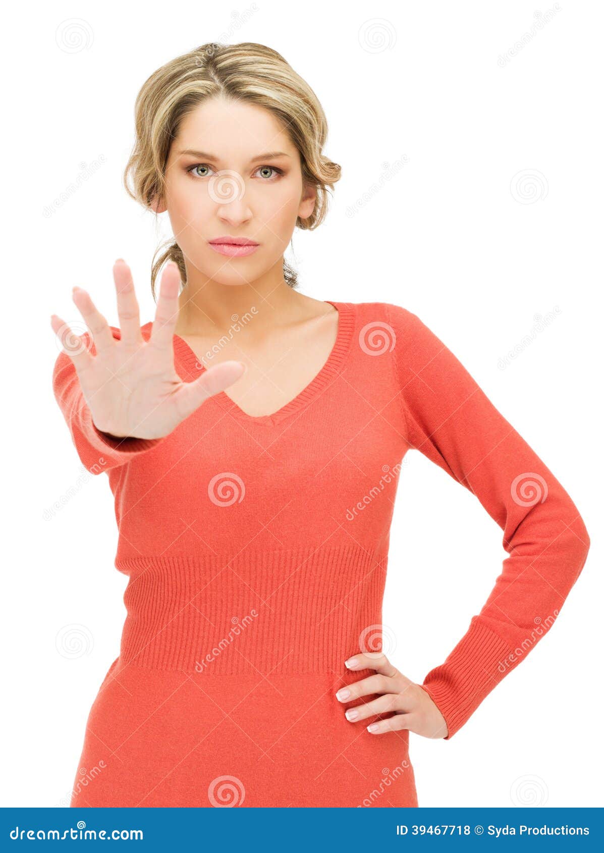 Woman making stop gesture stock photo. Image of hand - 39467718