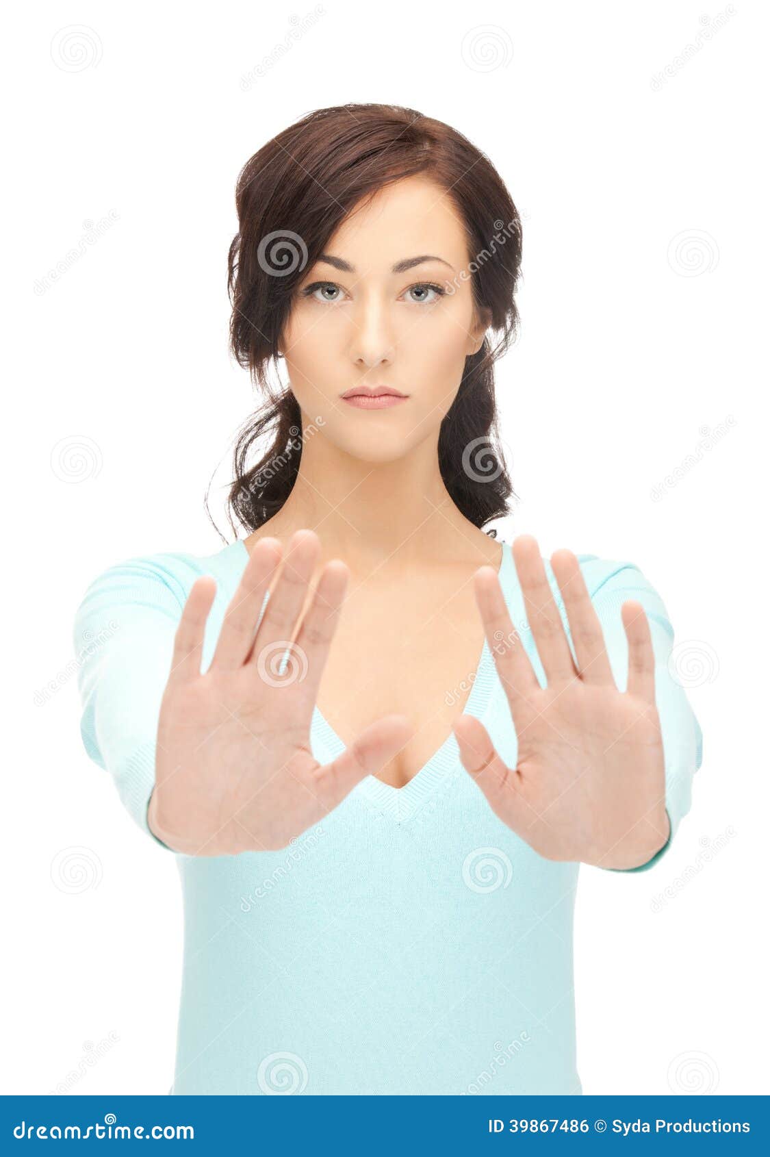 Woman making stop gesture stock photo. Image of business - 39867486