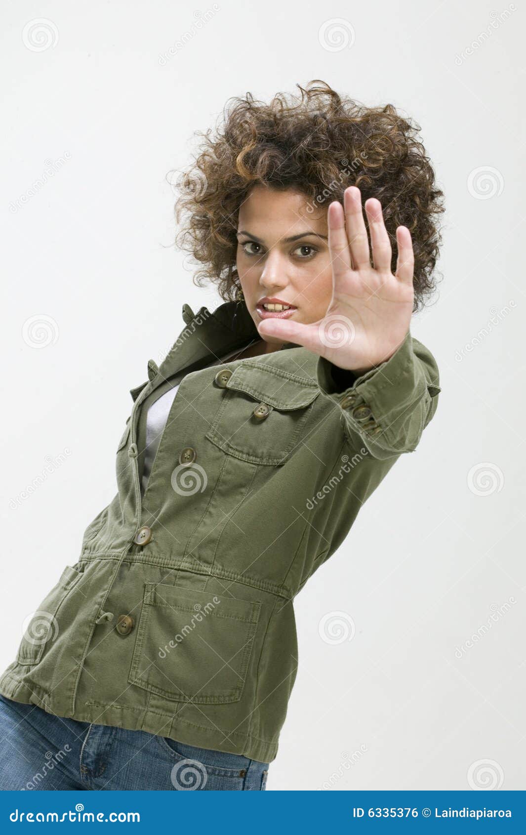 Woman making stop sign stock photo. Image of arms, attractive - 6335376