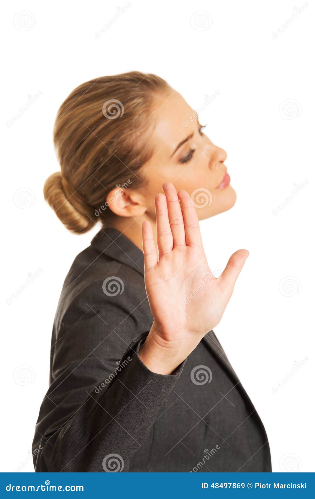Woman Making a Stop Sign with Her Hand Stock Image - Image of decline ...