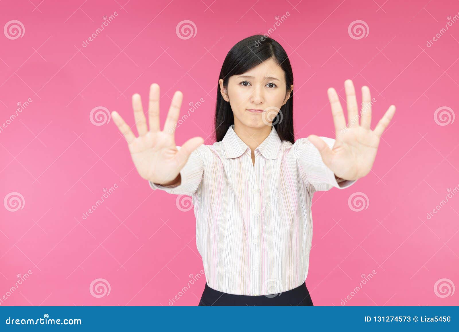 Woman making stop sign stock image. Image of model, care - 131274573