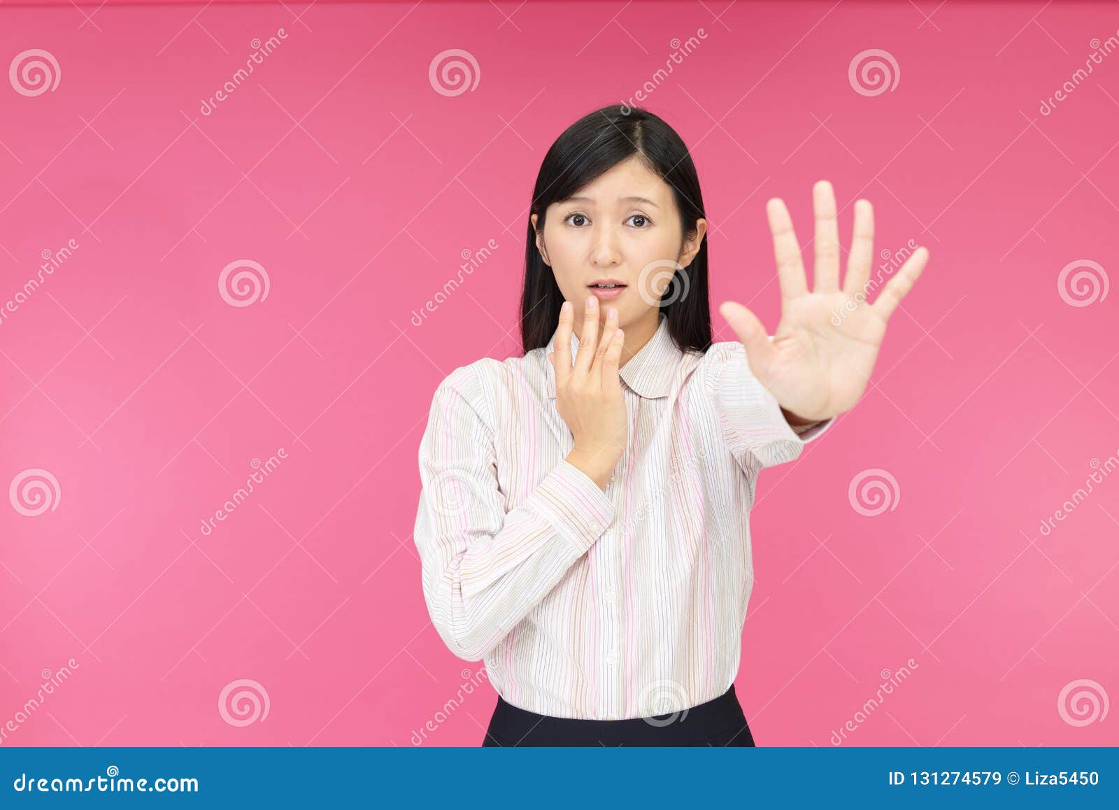 Woman making stop sign stock image. Image of danger - 131274579