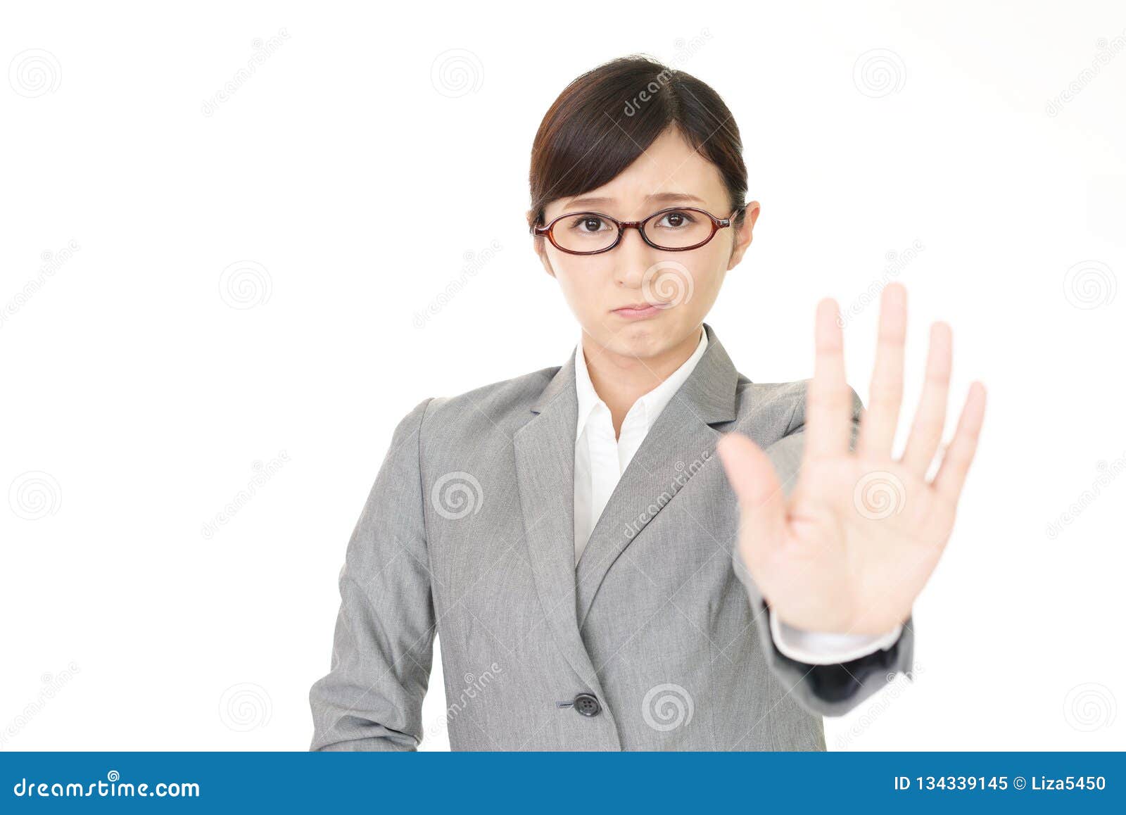 Woman making stop sign stock image. Image of face, beautiful - 134339145