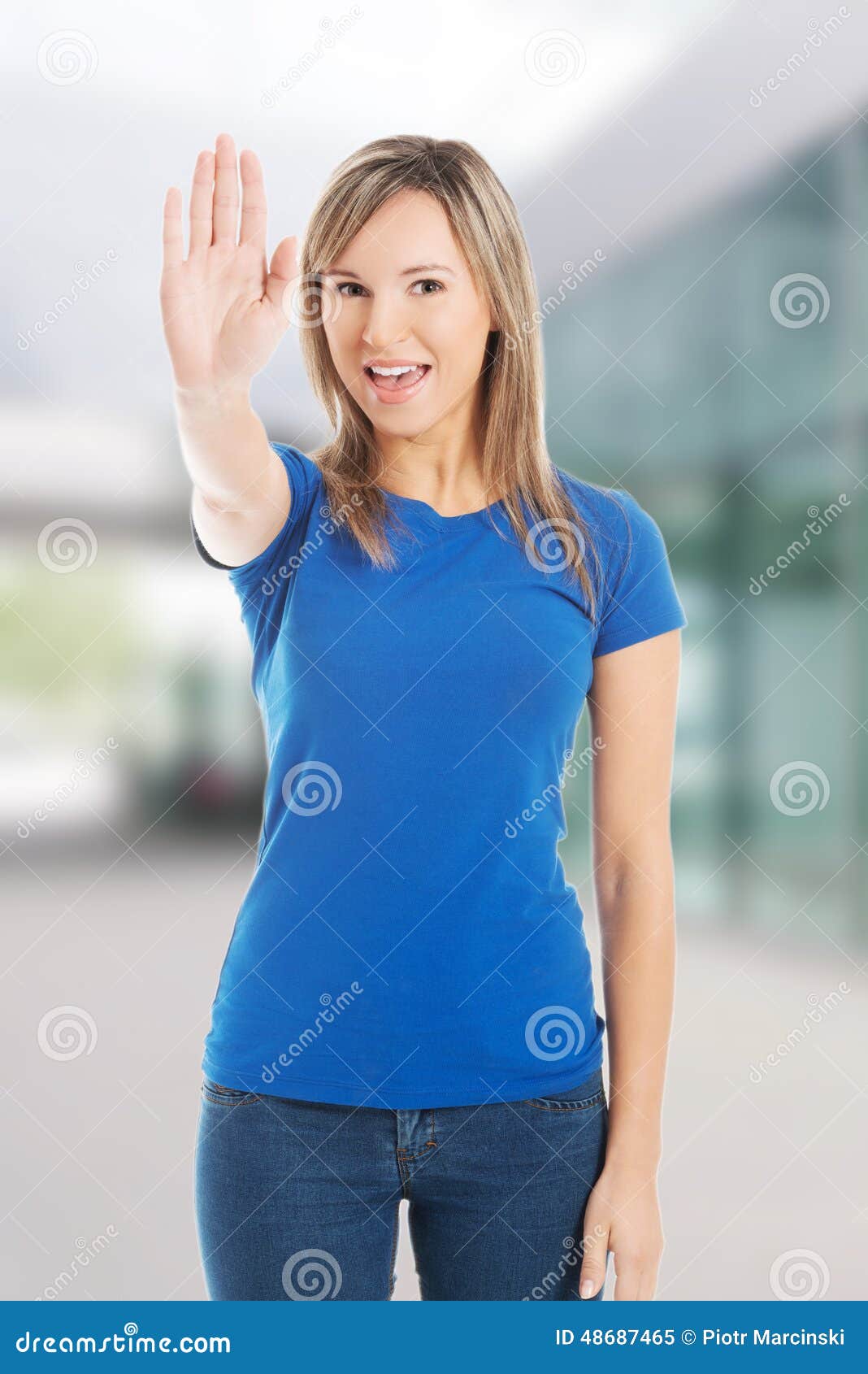 Woman making stop sign stock image. Image of misery, confident - 48687465