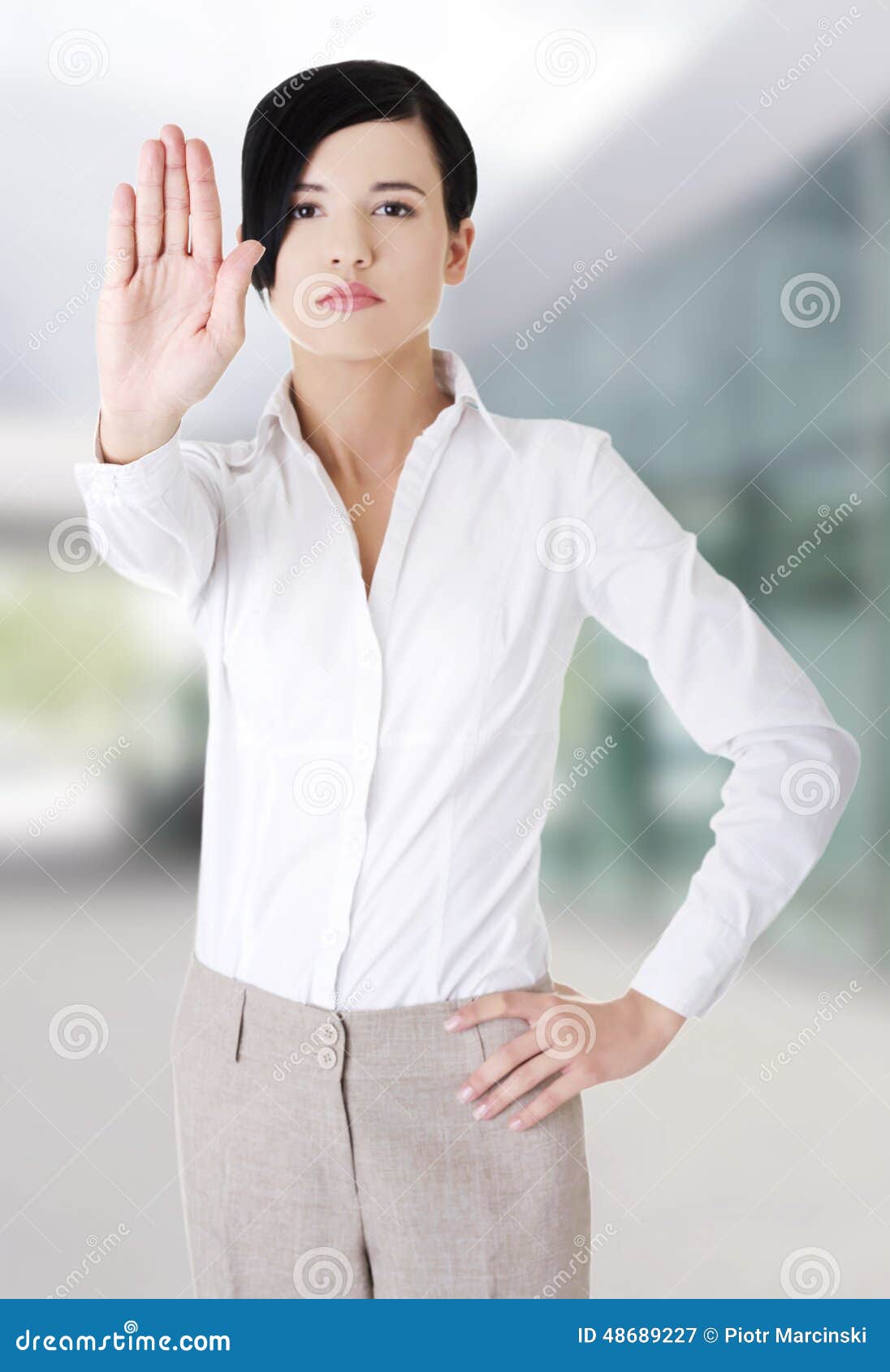 Woman making stop sign stock image. Image of person, confident - 48689227