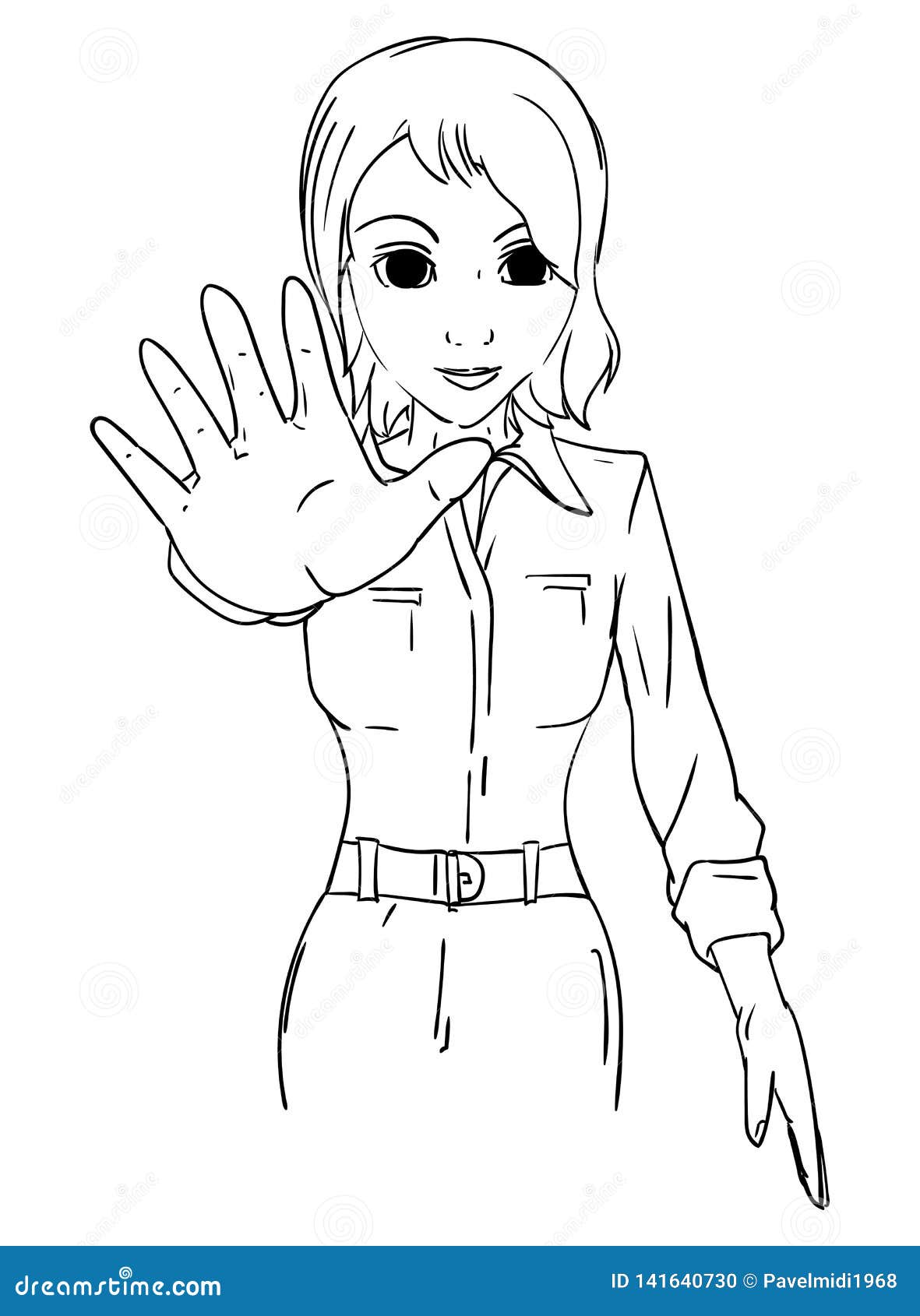 Woman making stop stock vector. Illustration of cartoon - 141640730