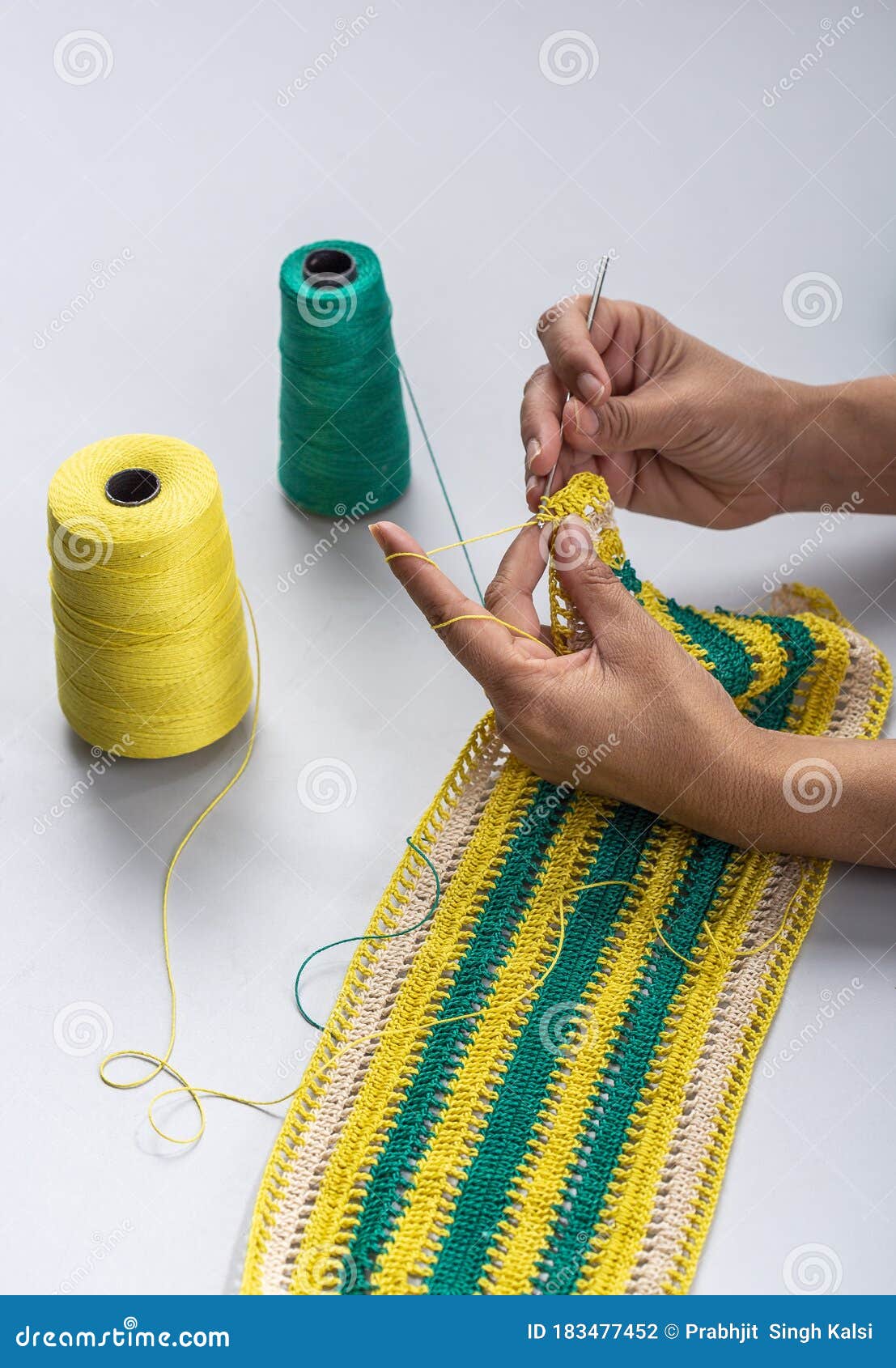 Woman Crocheting Pattern with Crochet Hook Close-up Stock Photo - Image ...