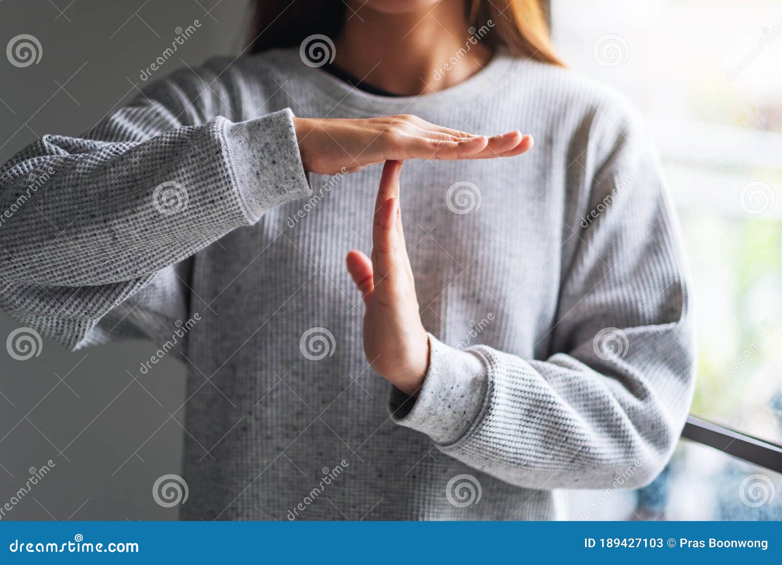 A Woman Making Time Out Hand Sign Stock Image - Image of idea ...