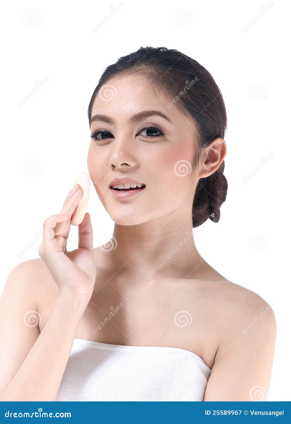 Woman making up her face stock image. Image of fashion - 25589967