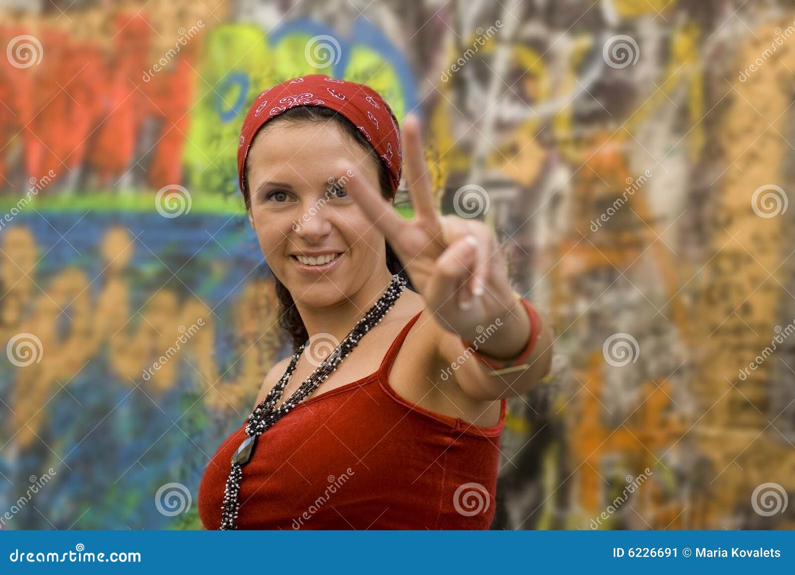Woman Making Victory Gesture Stock Image - Image of gesturing ...
