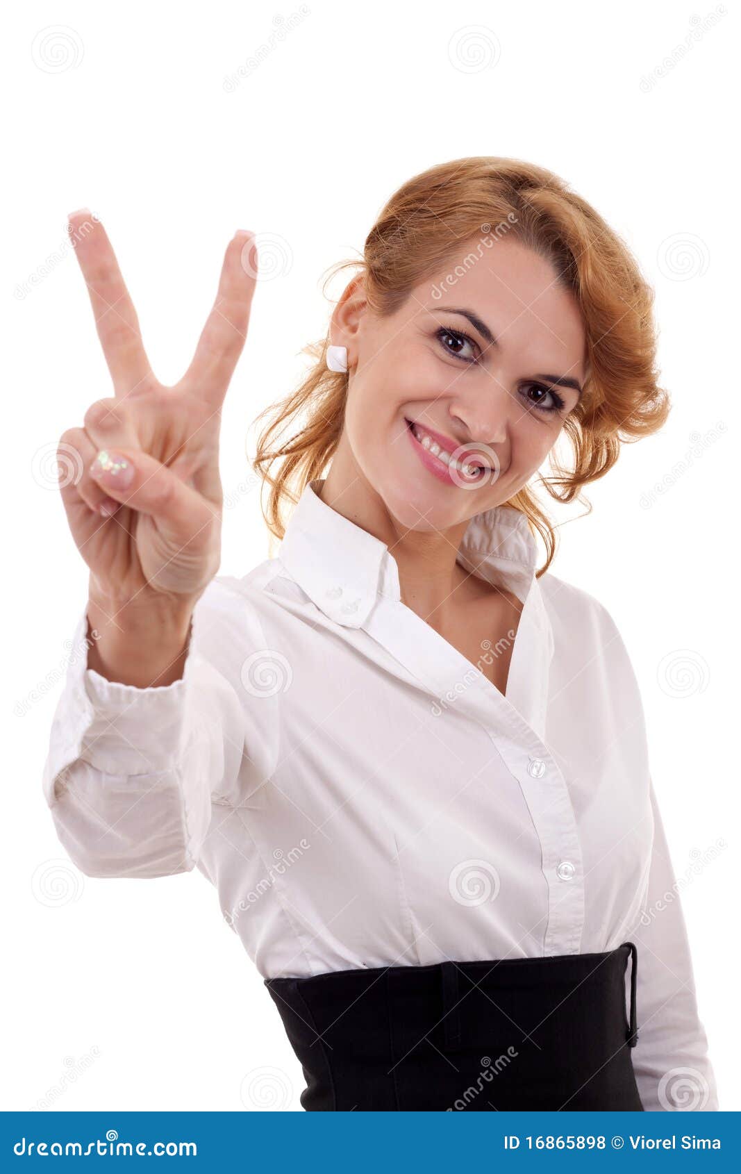 Woman Making the Victory Sign Stock Photo - Image of gesture, people ...