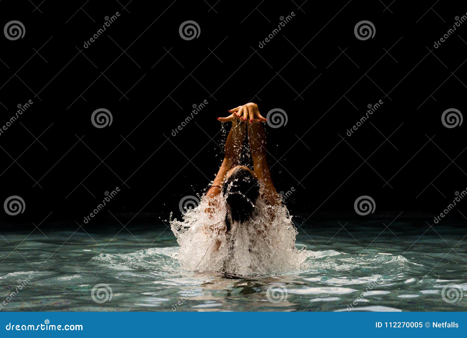 Young Beautiful Woman Making Water Splash at the Pool Stock Image ...