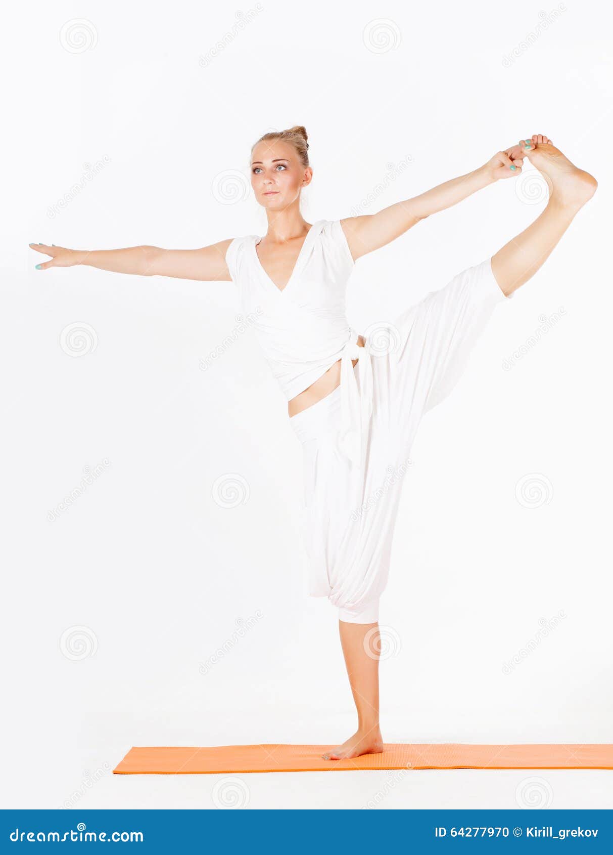 Woman making yoga figure stock photo. Image of healthy - 64277970