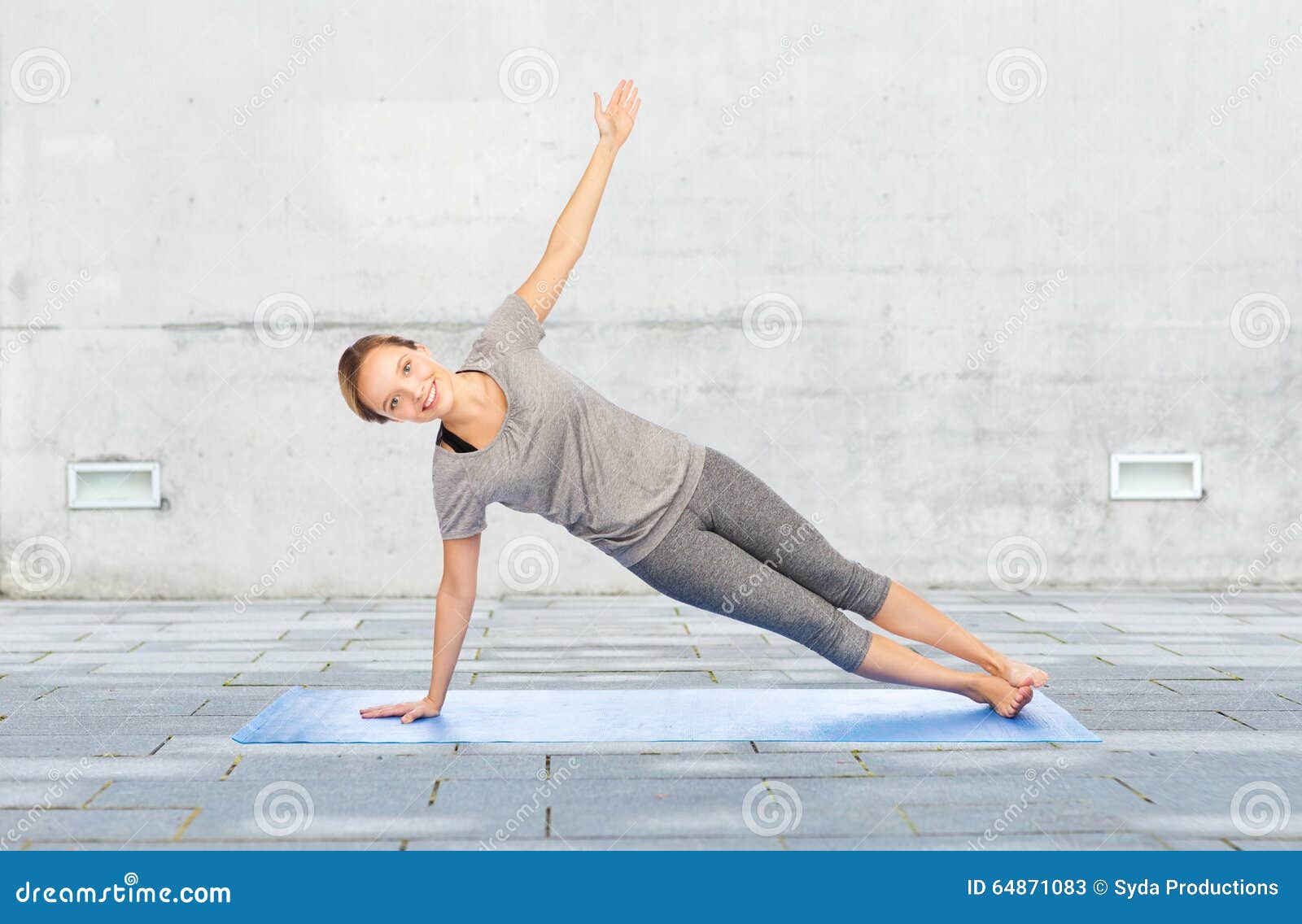 Woman Making Yoga In Side Plank Pose On Mat Stock Image Image Of