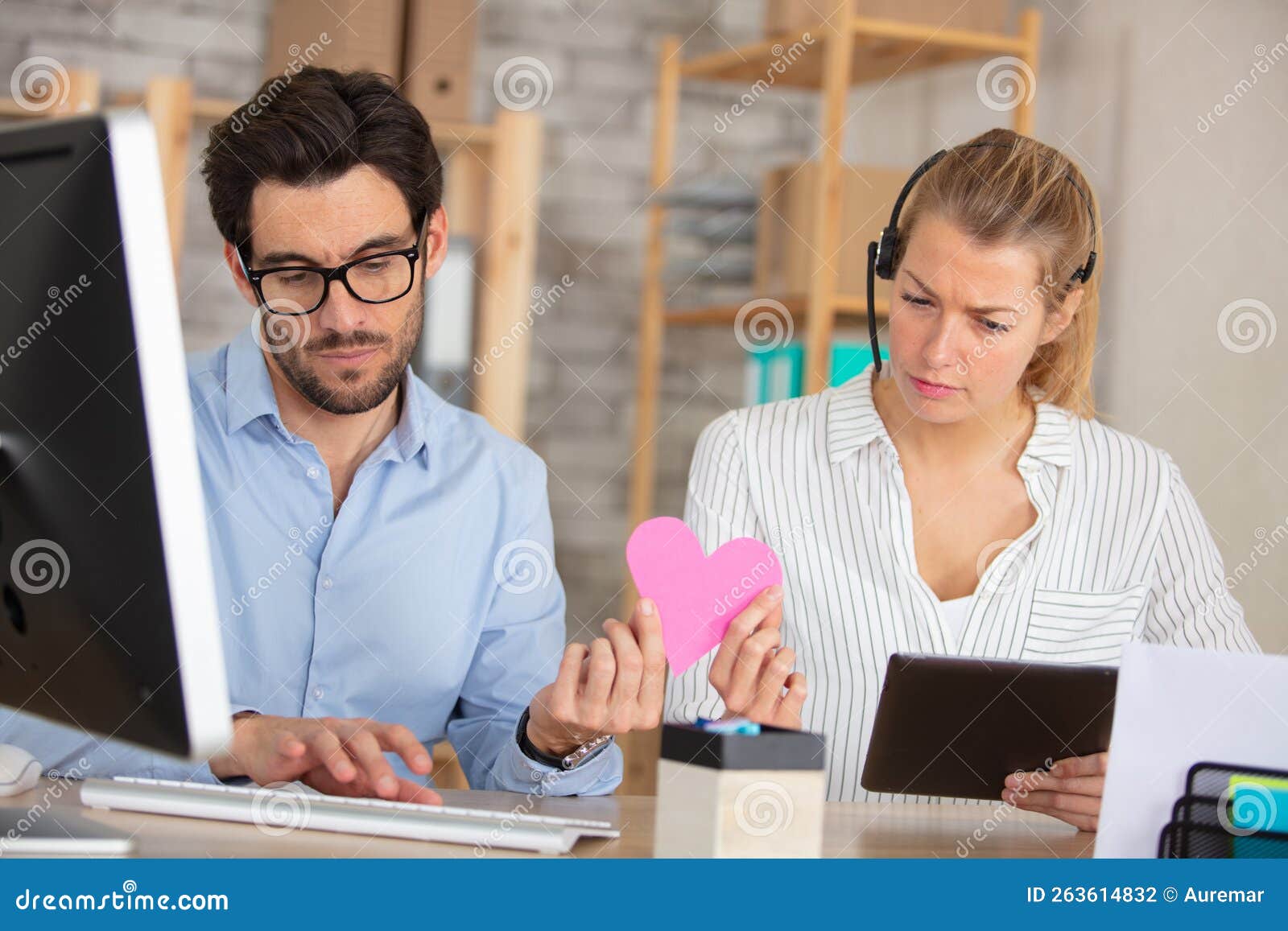 Woman and Man Colleagues in Love Stock Photo - Image of romantic, cafe ...