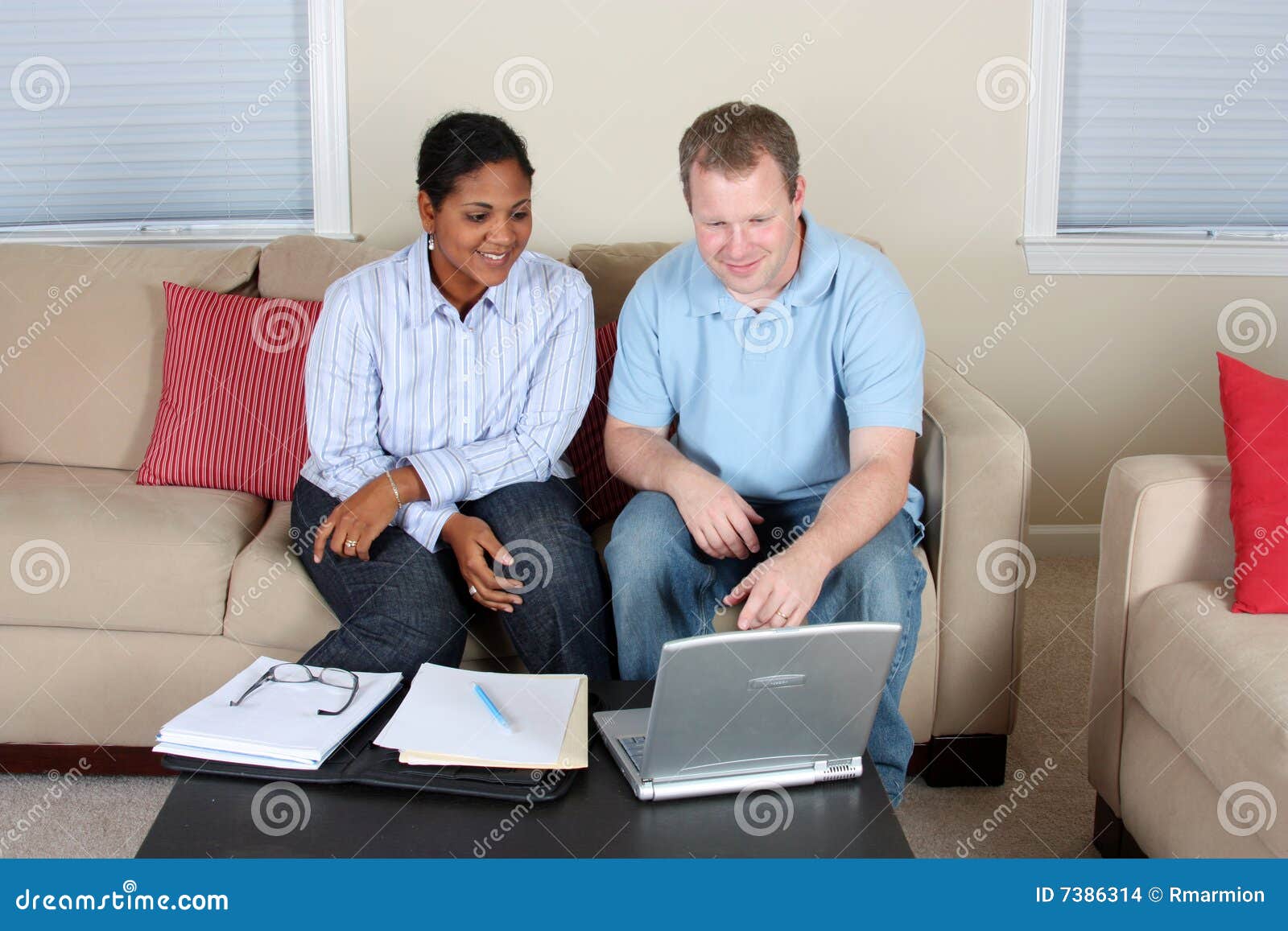 Woman and Man at Computer stock photo. Image of white - 7386314