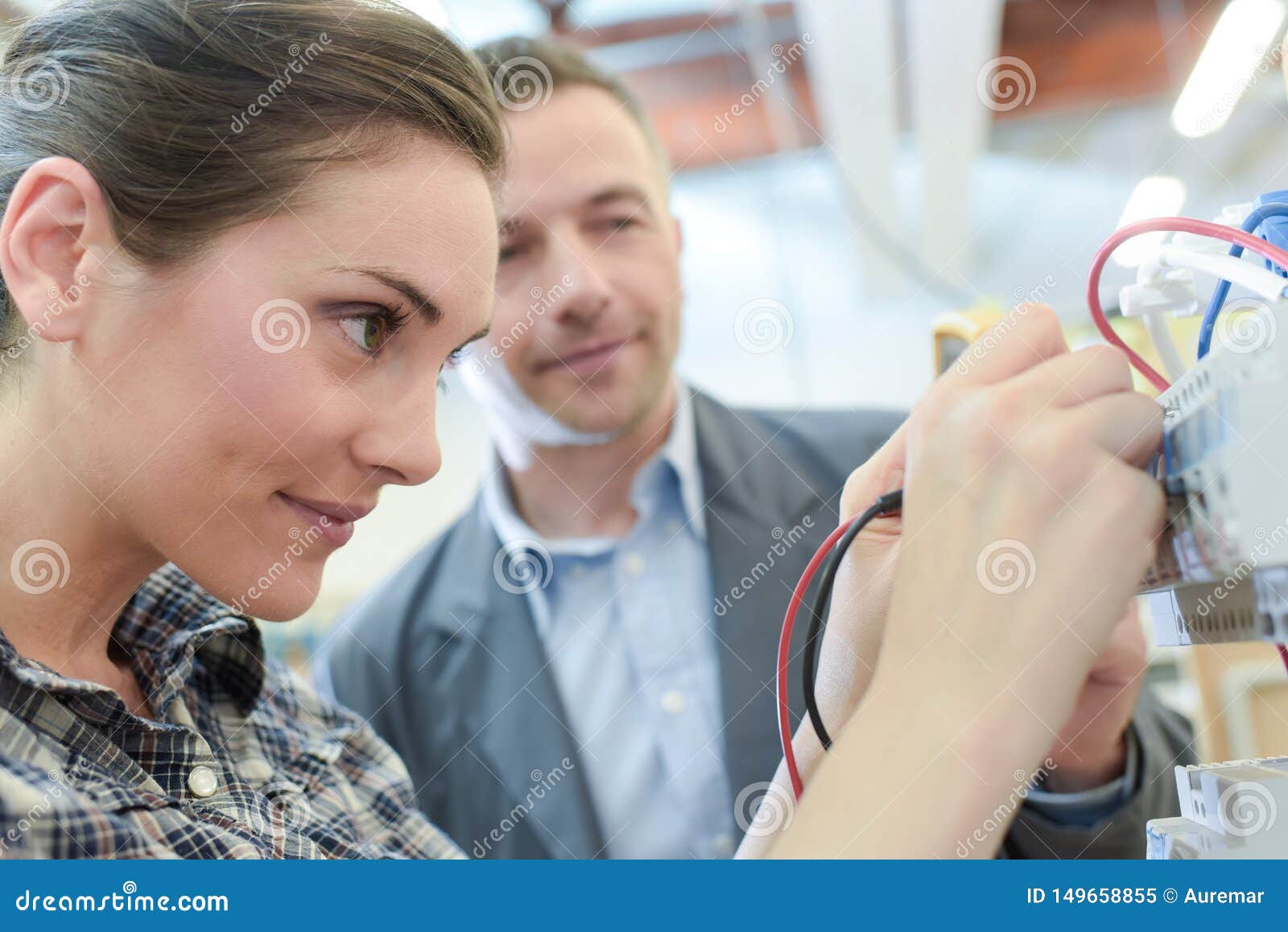 Woman and Man Fixing Something Stock Image - Image of occupation ...