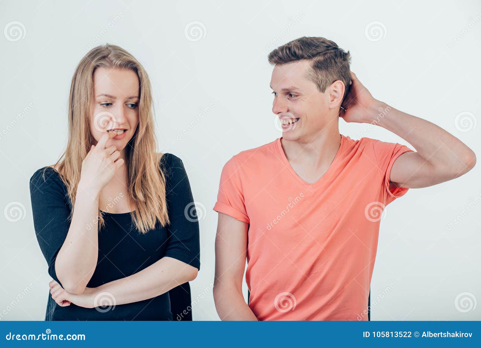 Woman and Man Looking Interest at Each Other Stock Photo - Image of ...