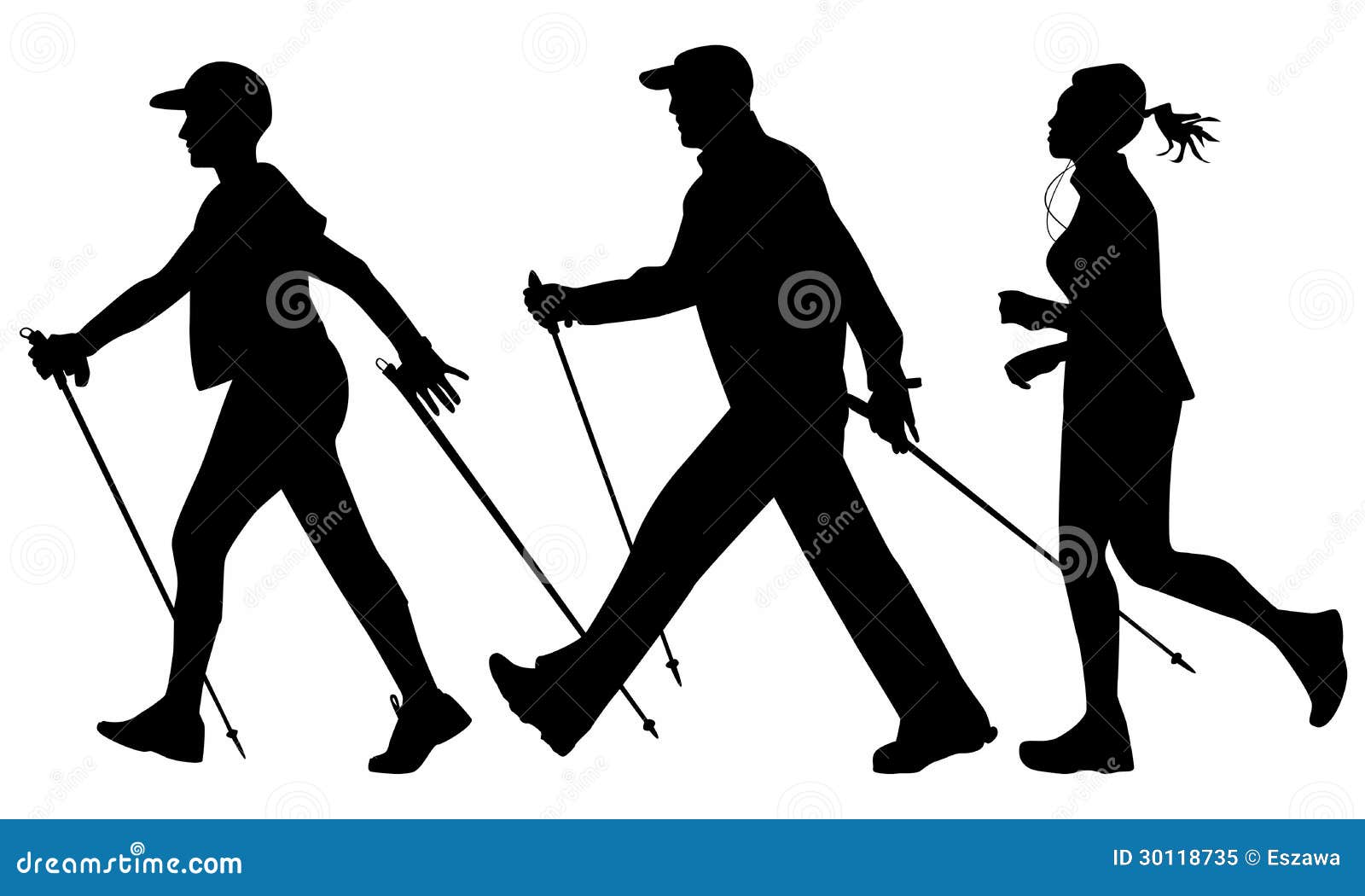 Nordic Walking, Sport, Active Lifestyle Concept. Hand Drawn Sketch ...