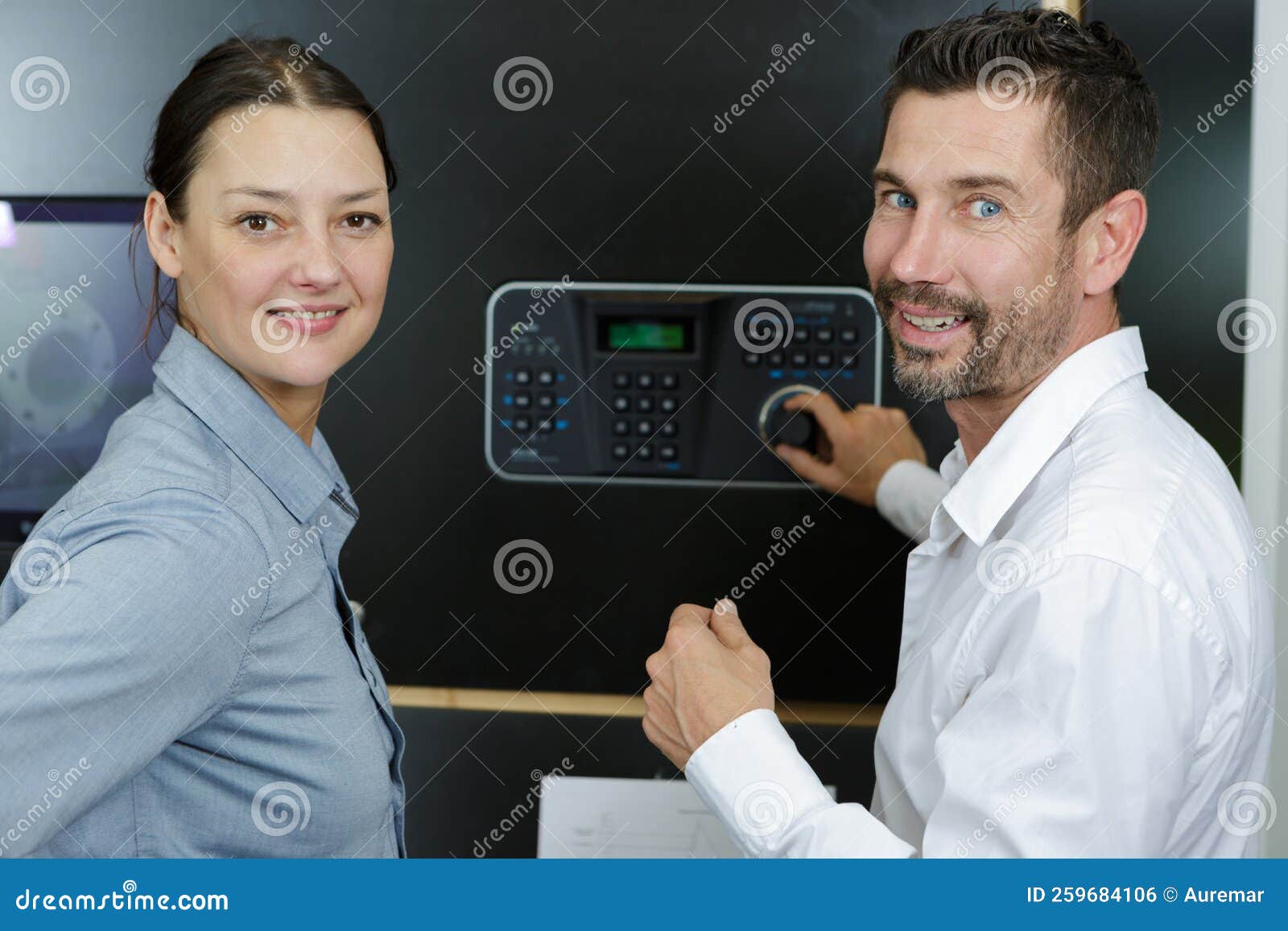 Woman and Man during Security Systems Stock Photo - Image of hand ...
