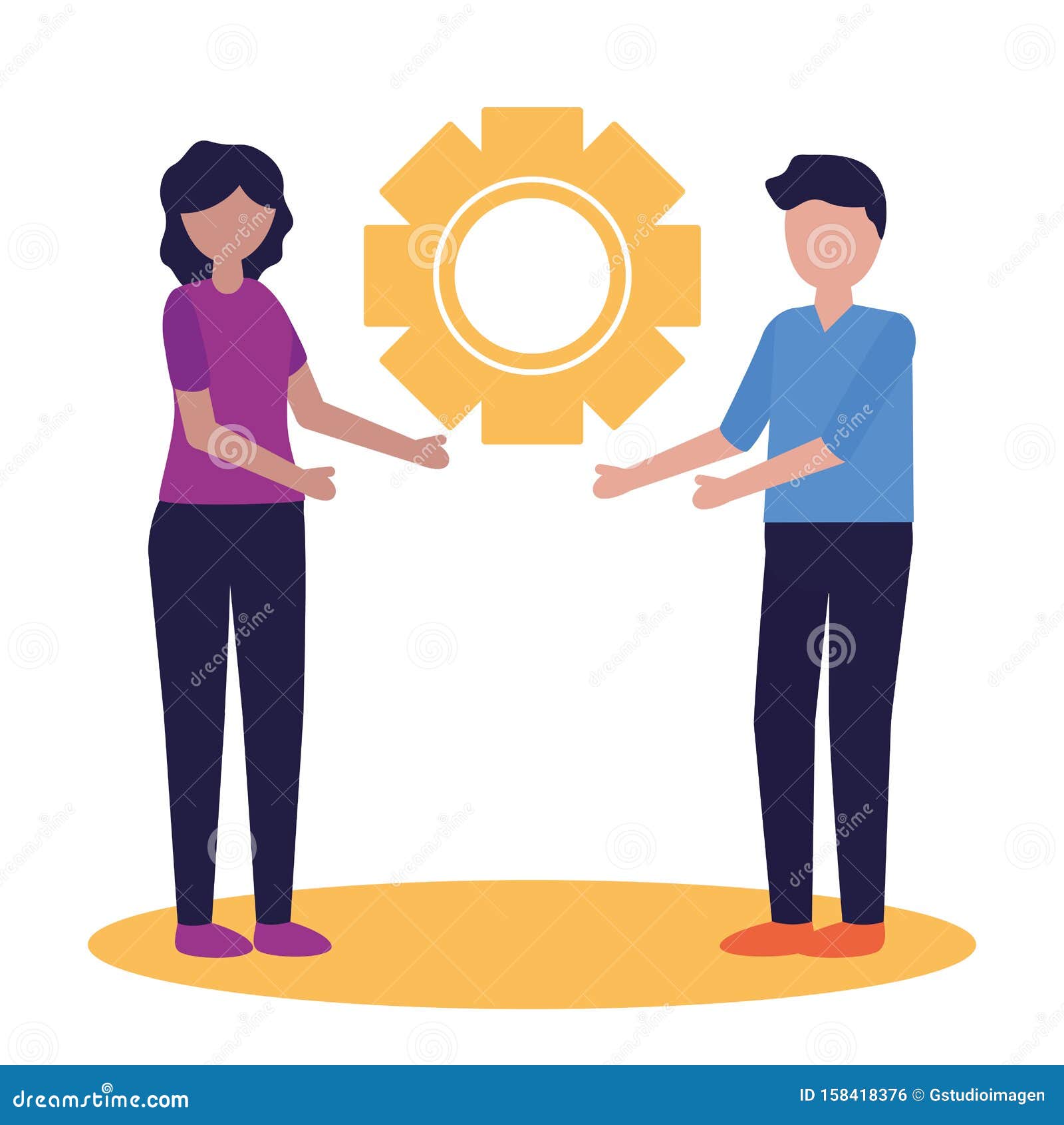Woman and Man with Teamwork Icon Vector Design Stock Illustration ...