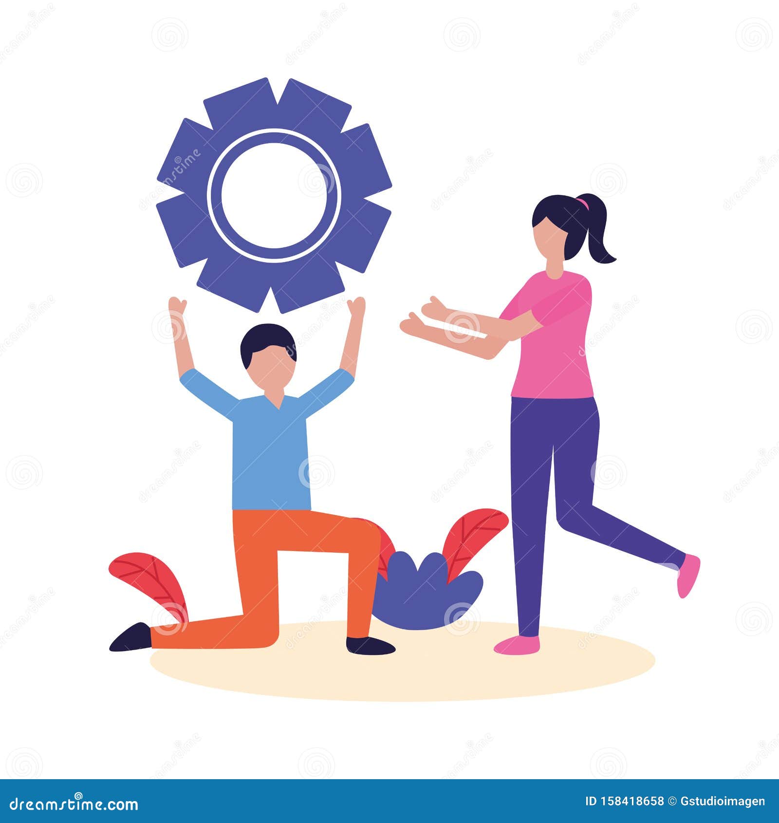 Woman and Man with Teamwork Icon Vector Design Stock Illustration ...
