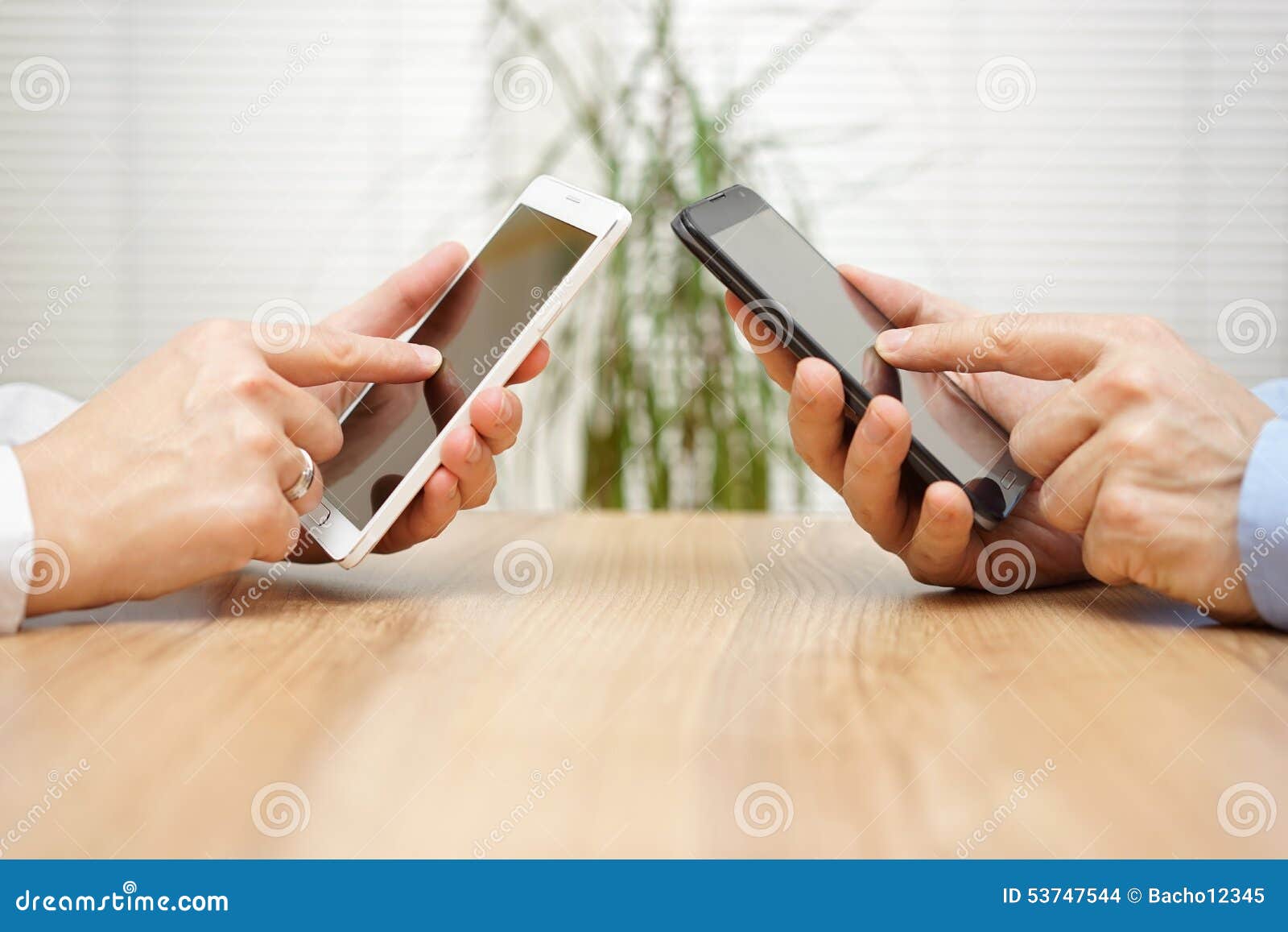 Woman and Man Using Applications Together on Mobile Smart Phone Stock ...