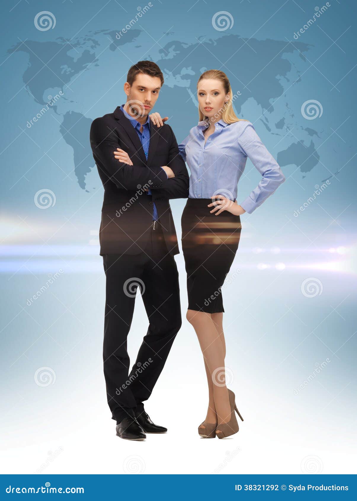 Businessman With World Map And Major Landmarks Of The World Royalty ...