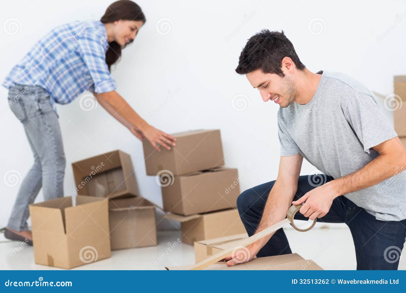 Woman Man Wrapping Boxes Stock Photos - Free & Royalty-Free Stock ...