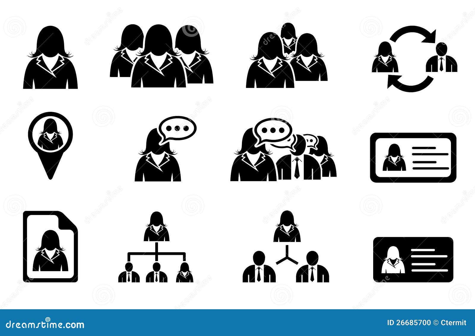 Woman management icons stock vector. Illustration of assistance - 26685700