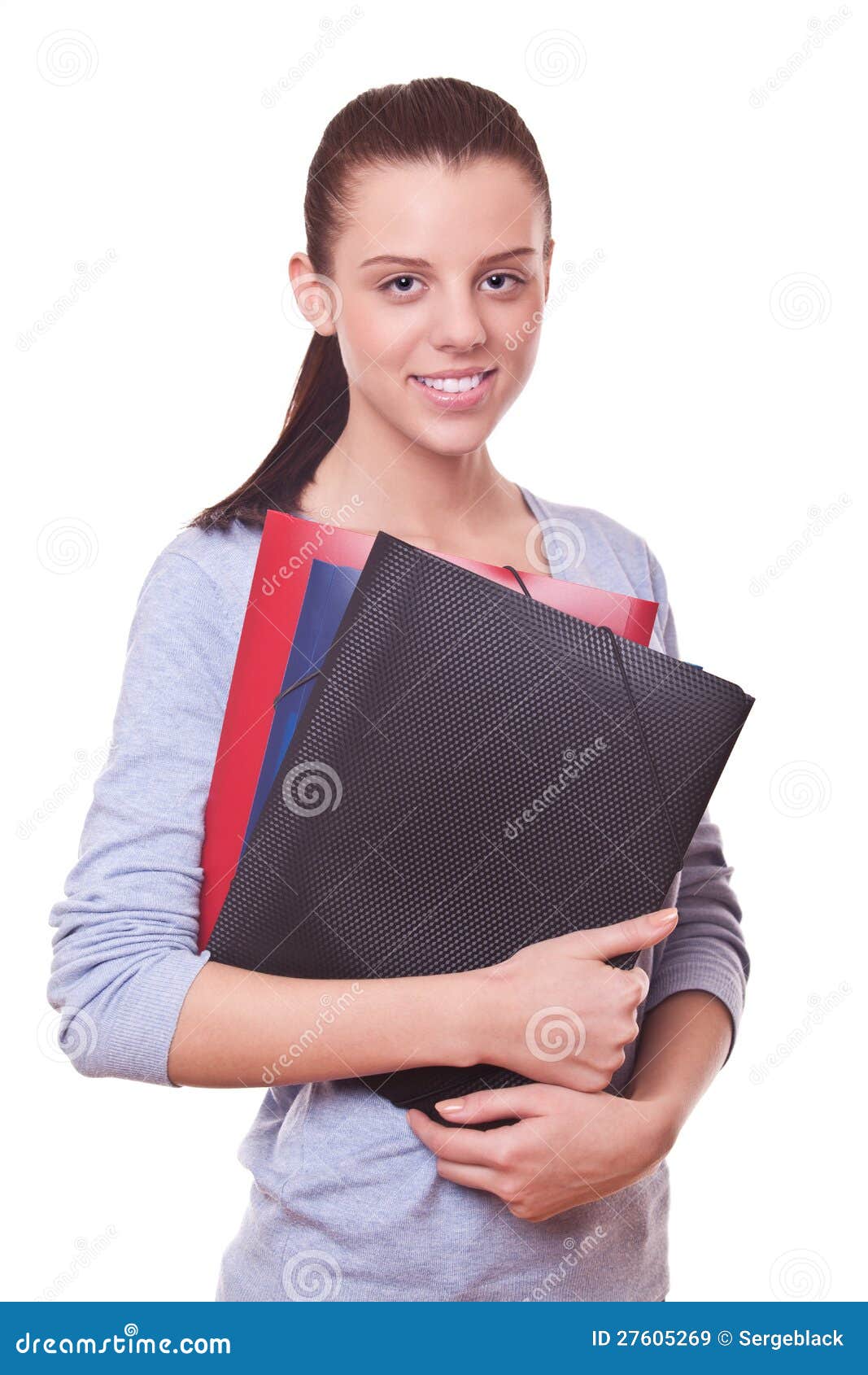 Woman Manager or Bookkeeper with Folders Stock Image - Image of front ...