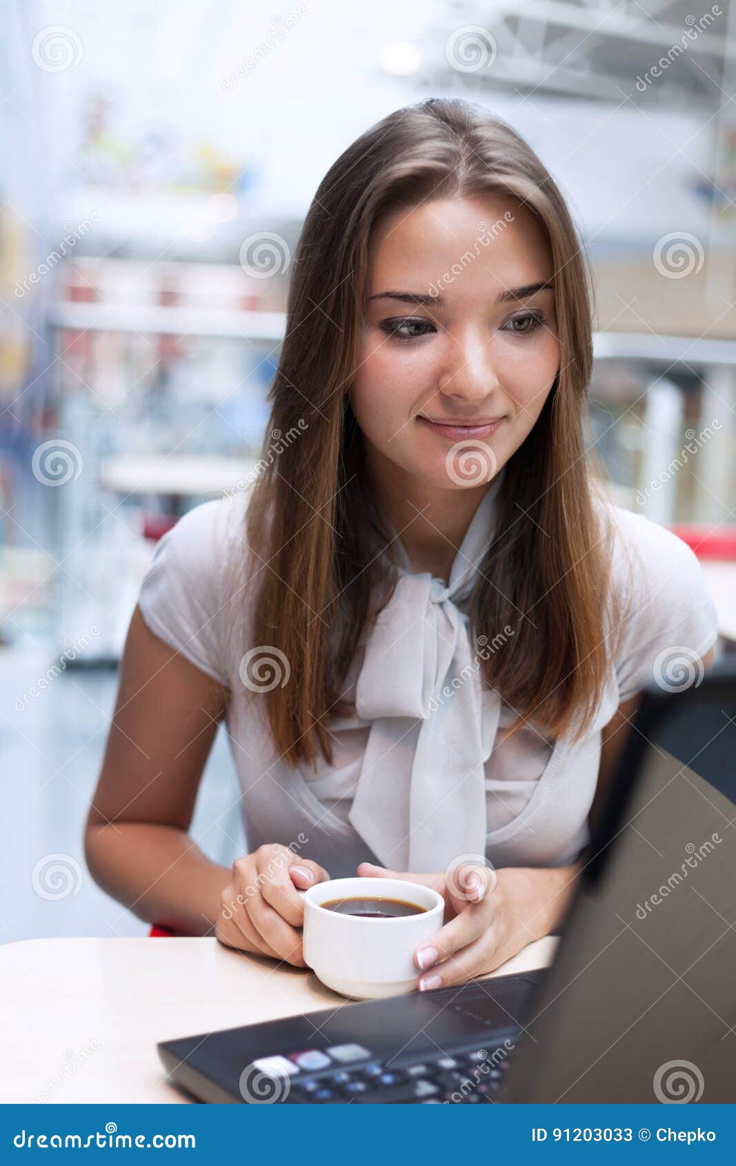 Woman Manager in Modern Office Working on the Computer Stock Image ...