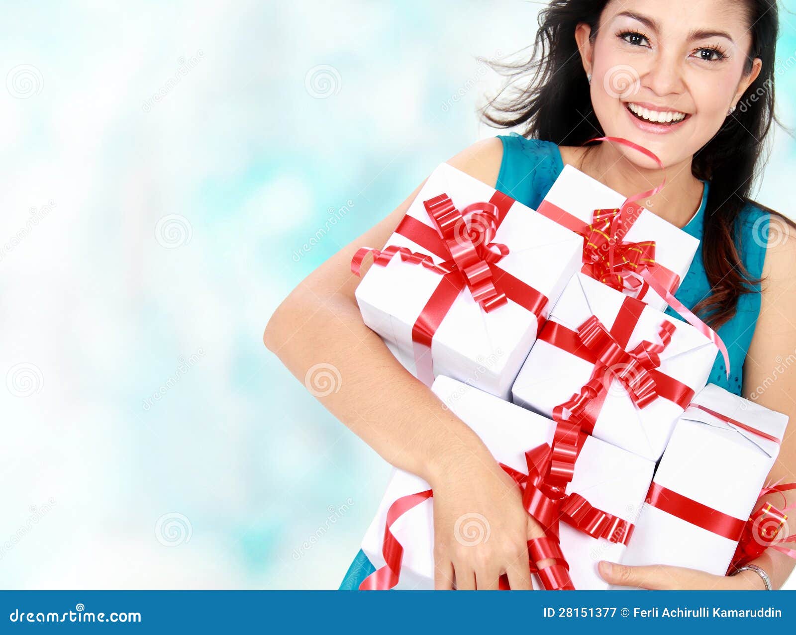 Woman with many present stock image. Image of expressive - 28151377