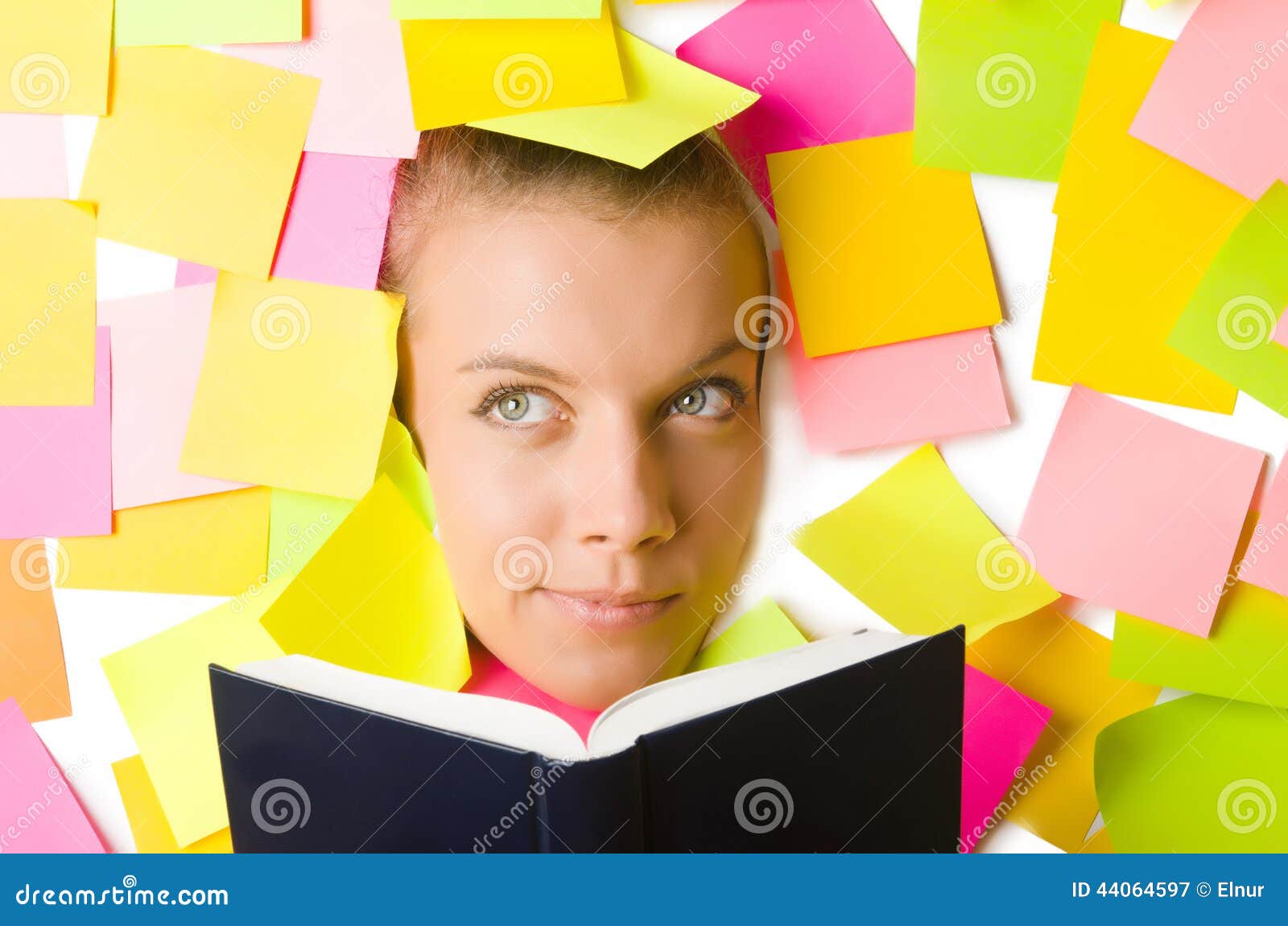 Woman with Many Reminder Notes Stock Image - Image of corporate, busy ...